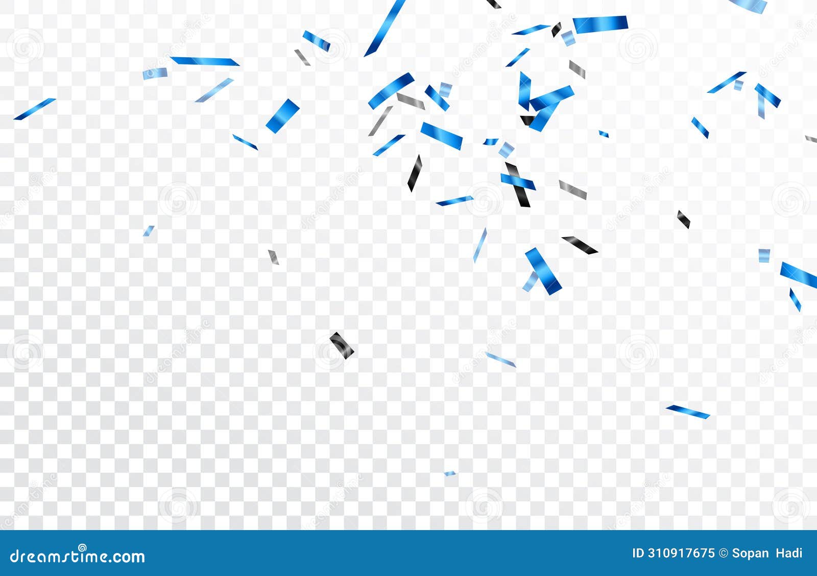 Blue Confetti and Ribbon Banner, Isolated on Transparent Background ...