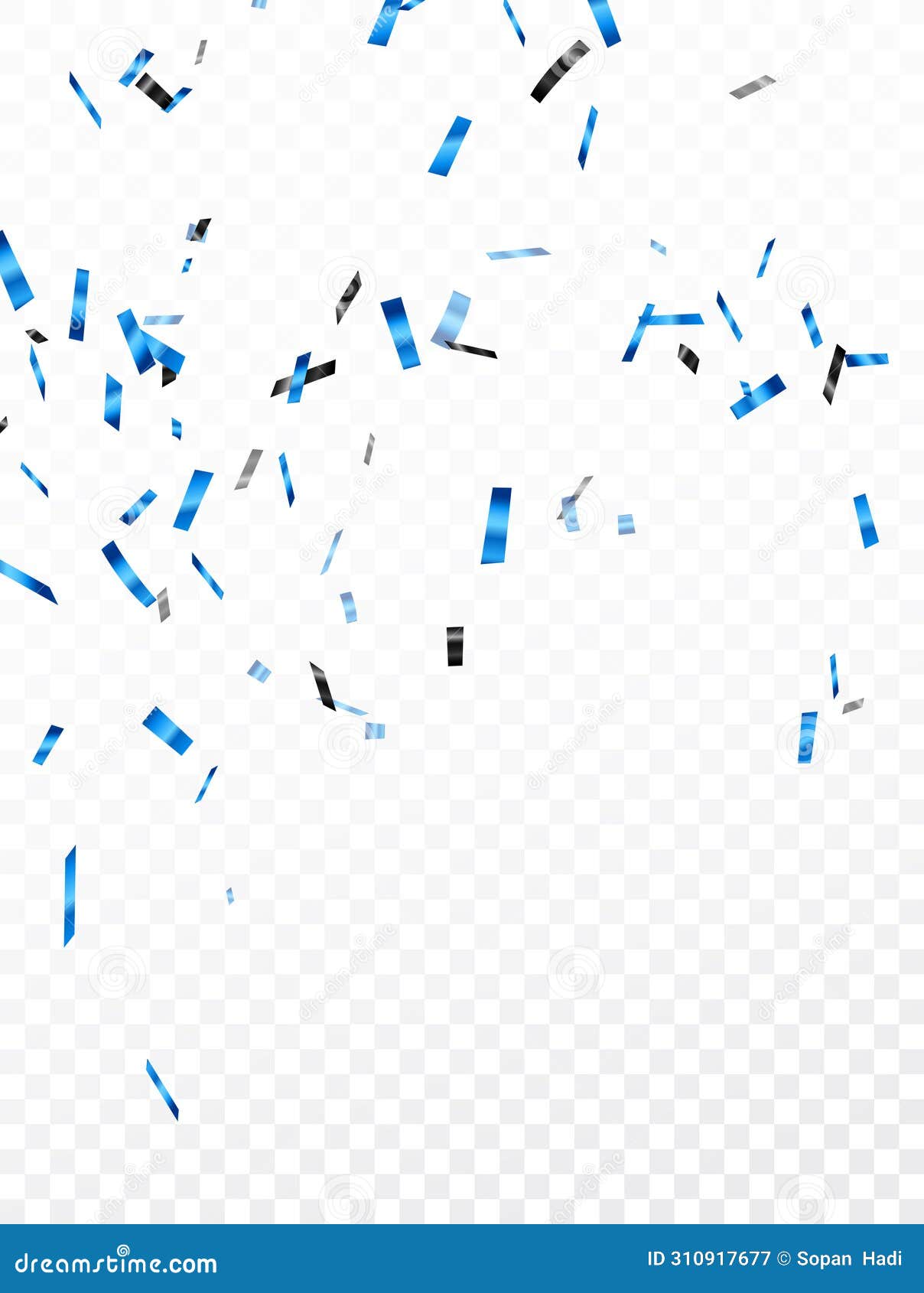 Blue Confetti and Ribbon Banner, Isolated on Transparent Background ...