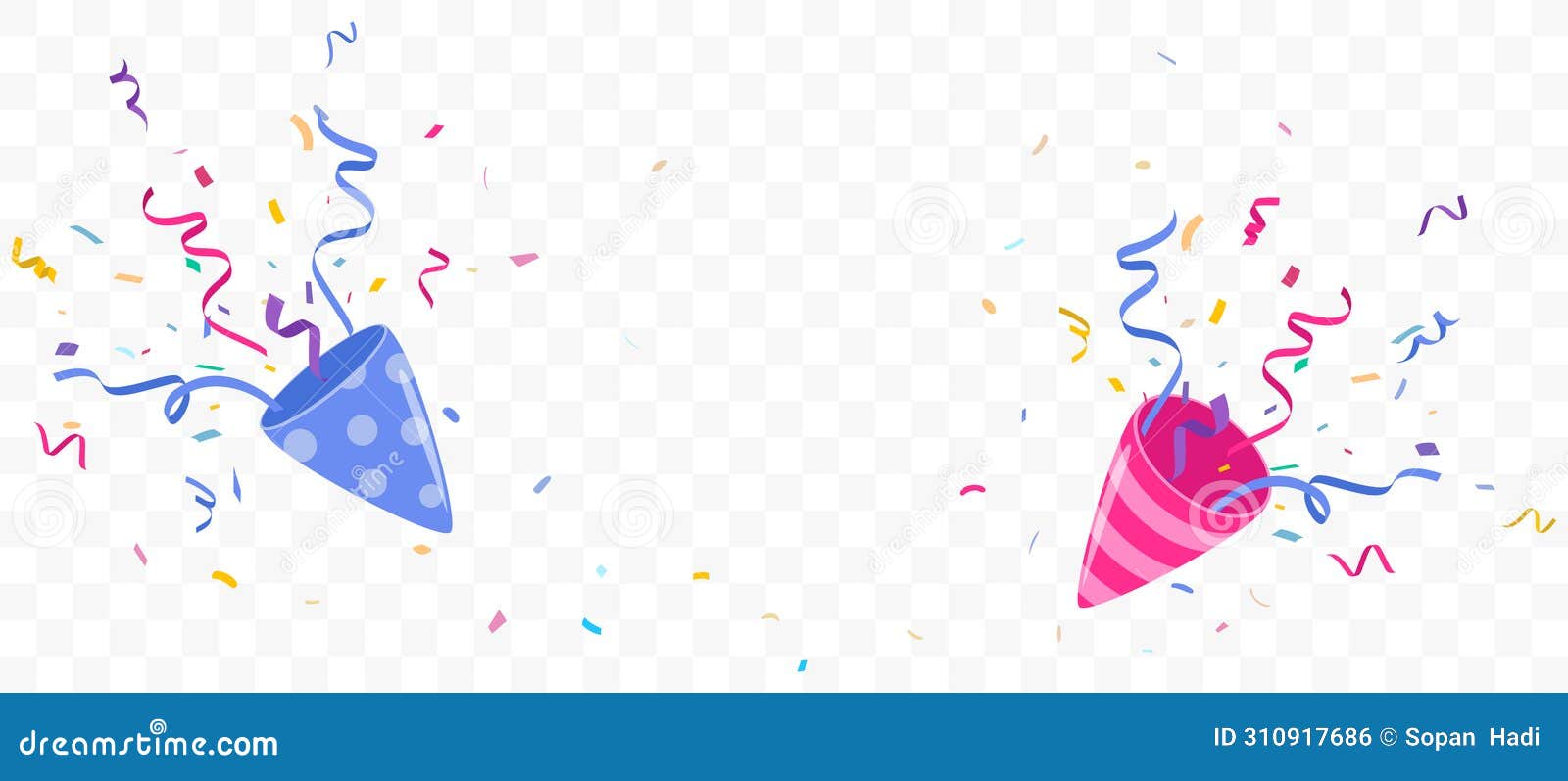 Colorful Exploding Party Popper with Confetti and Ribbon Stock Vector ...