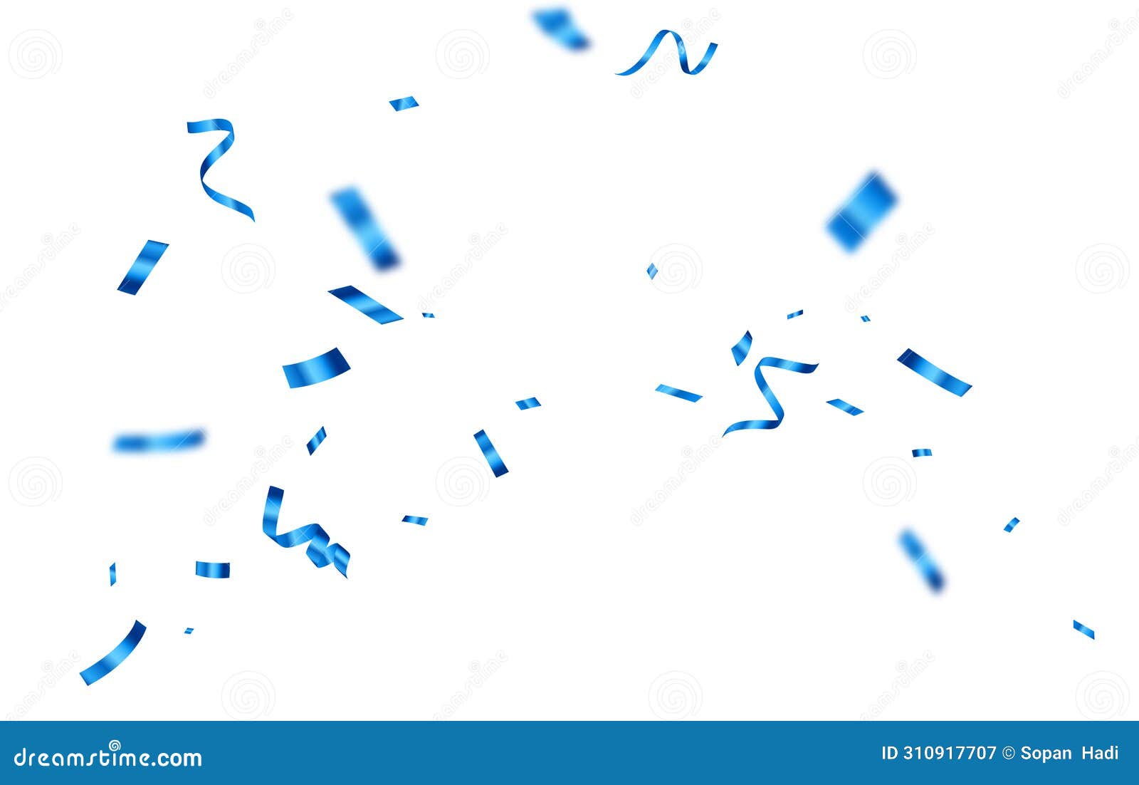 Blue Confetti and Ribbon Banner, Isolated on Transparent Background ...