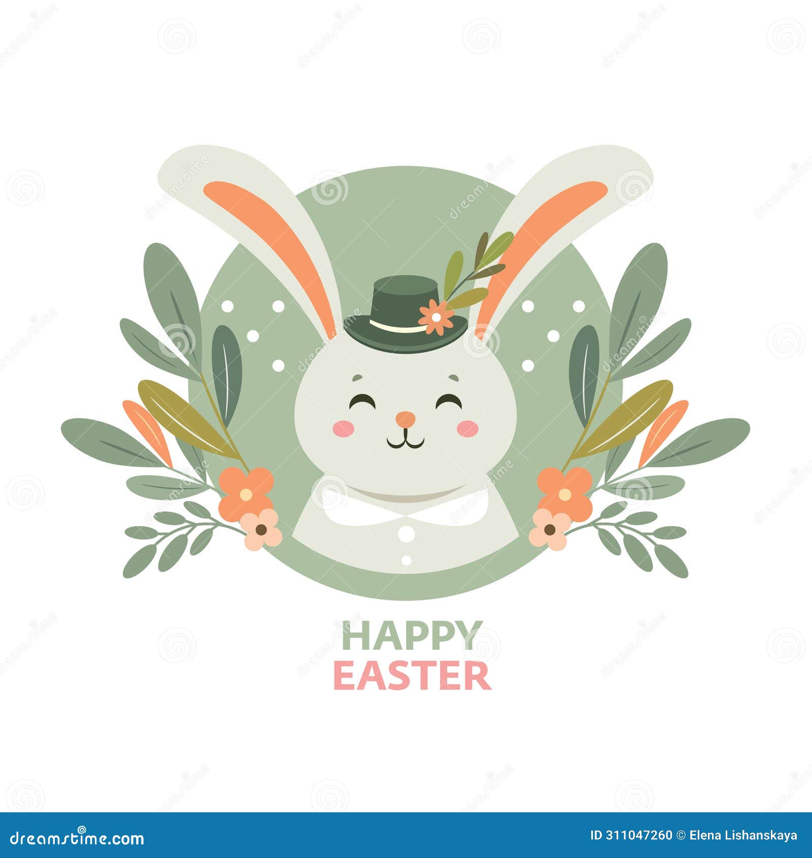 Cute Easter Bunnies . Happy Easter Card Design Stock Vector ...