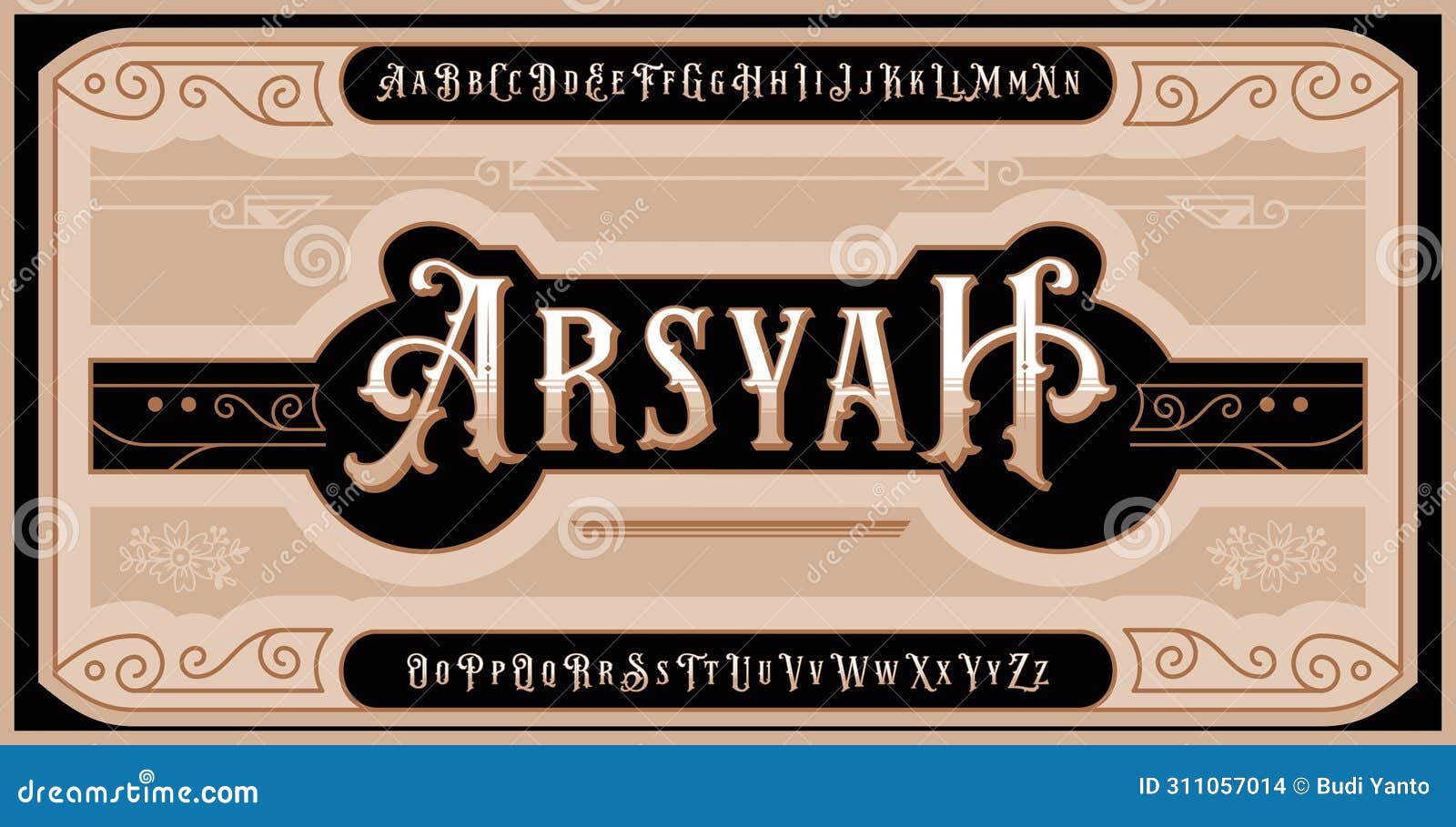 Antique Decorative Font Called "Aisyah" with Vintage Style Ornament ...