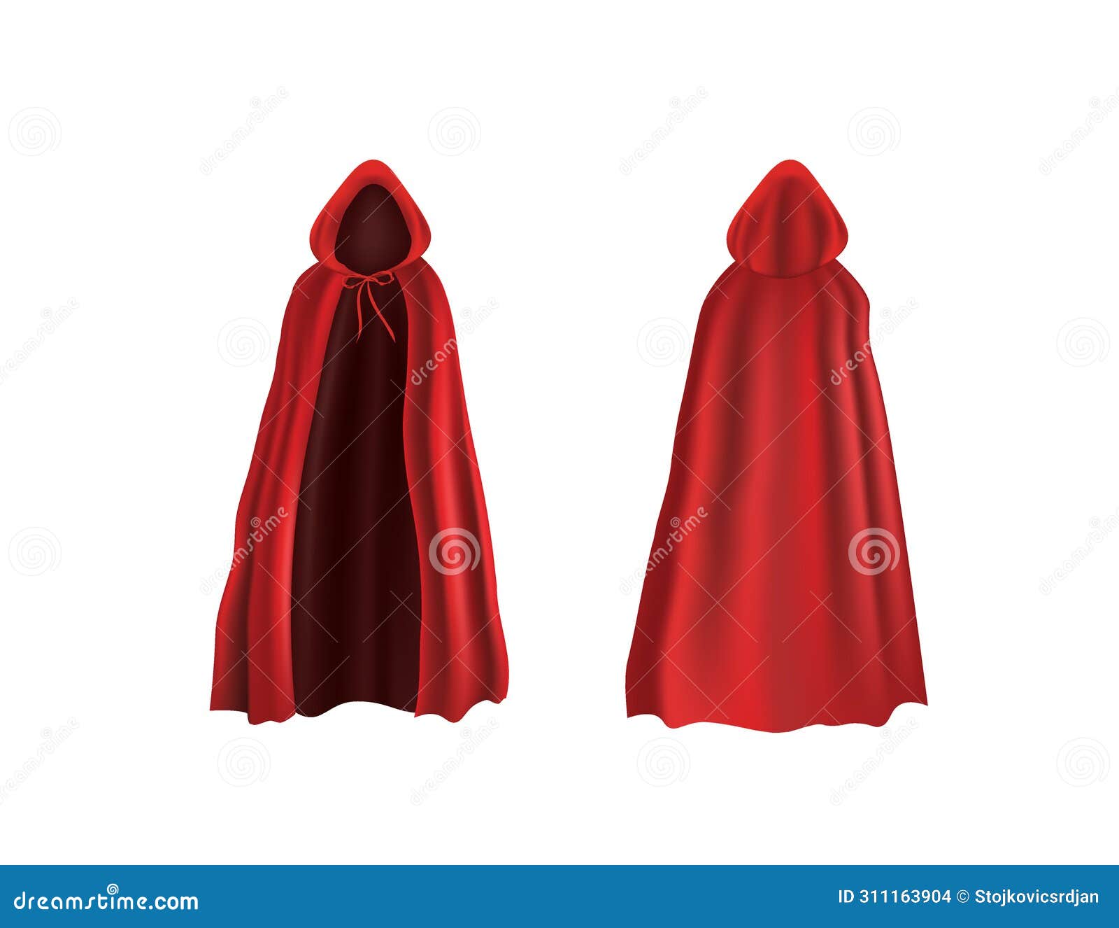 Red Cloak, Front and Back View Stock Vector - Illustration of isolated ...