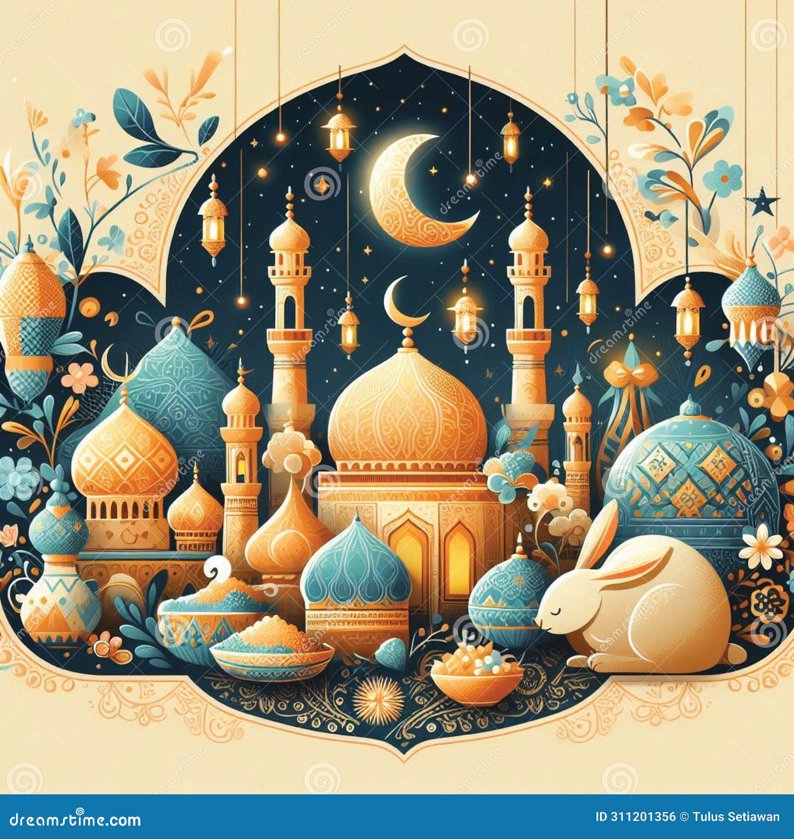 3D Eid Mubarak Theme Greeting Card Design Stock Illustration ...
