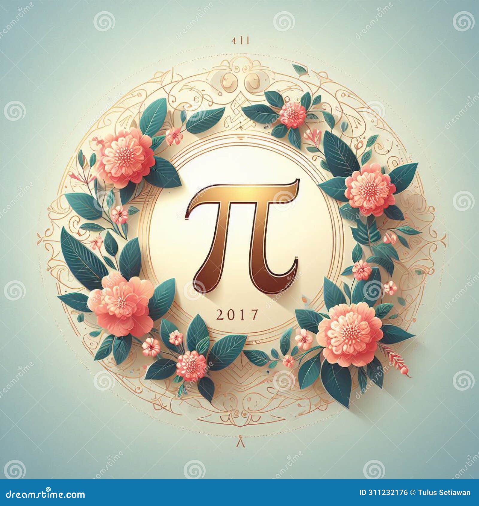 Elegant Pi Day Greeting Card with Pi Symbol Stock Illustration ...