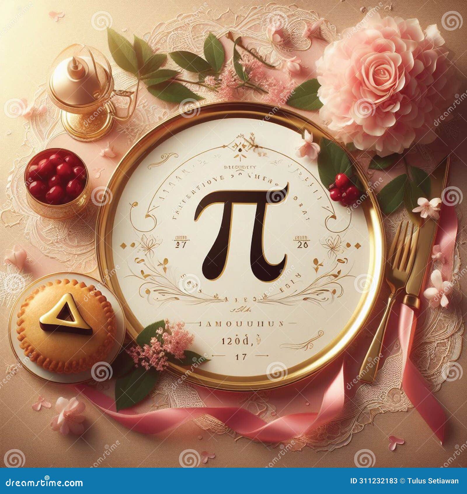 Elegant Pi Day Greeting Card with Pi Symbol Stock Illustration ...