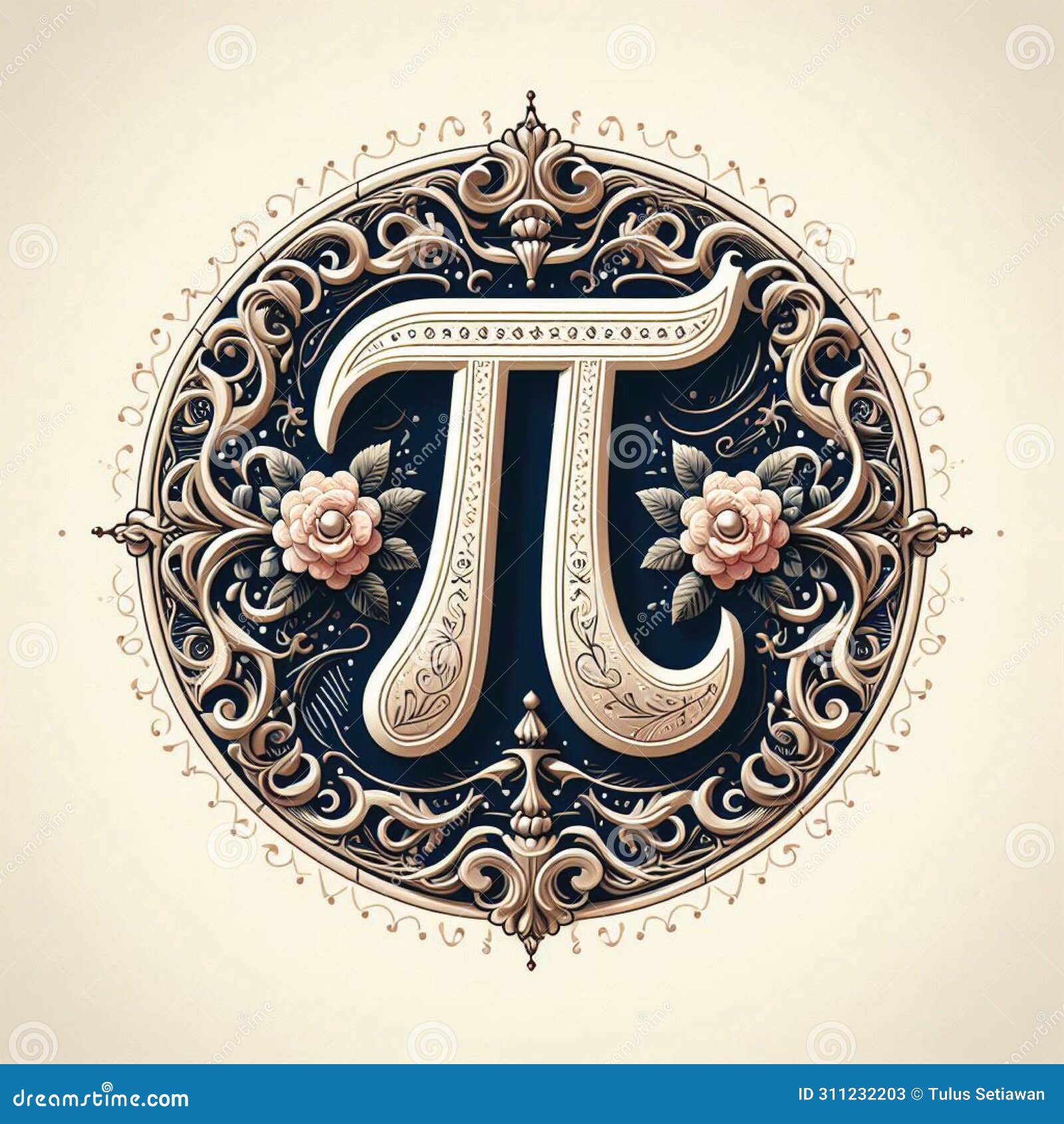 Elegant Pi Day Greeting Card with Pi Symbol Stock Illustration ...