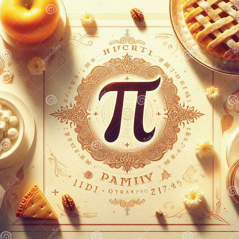 Elegant Pi Day Greeting Card with Pi Symbol Stock Illustration ...