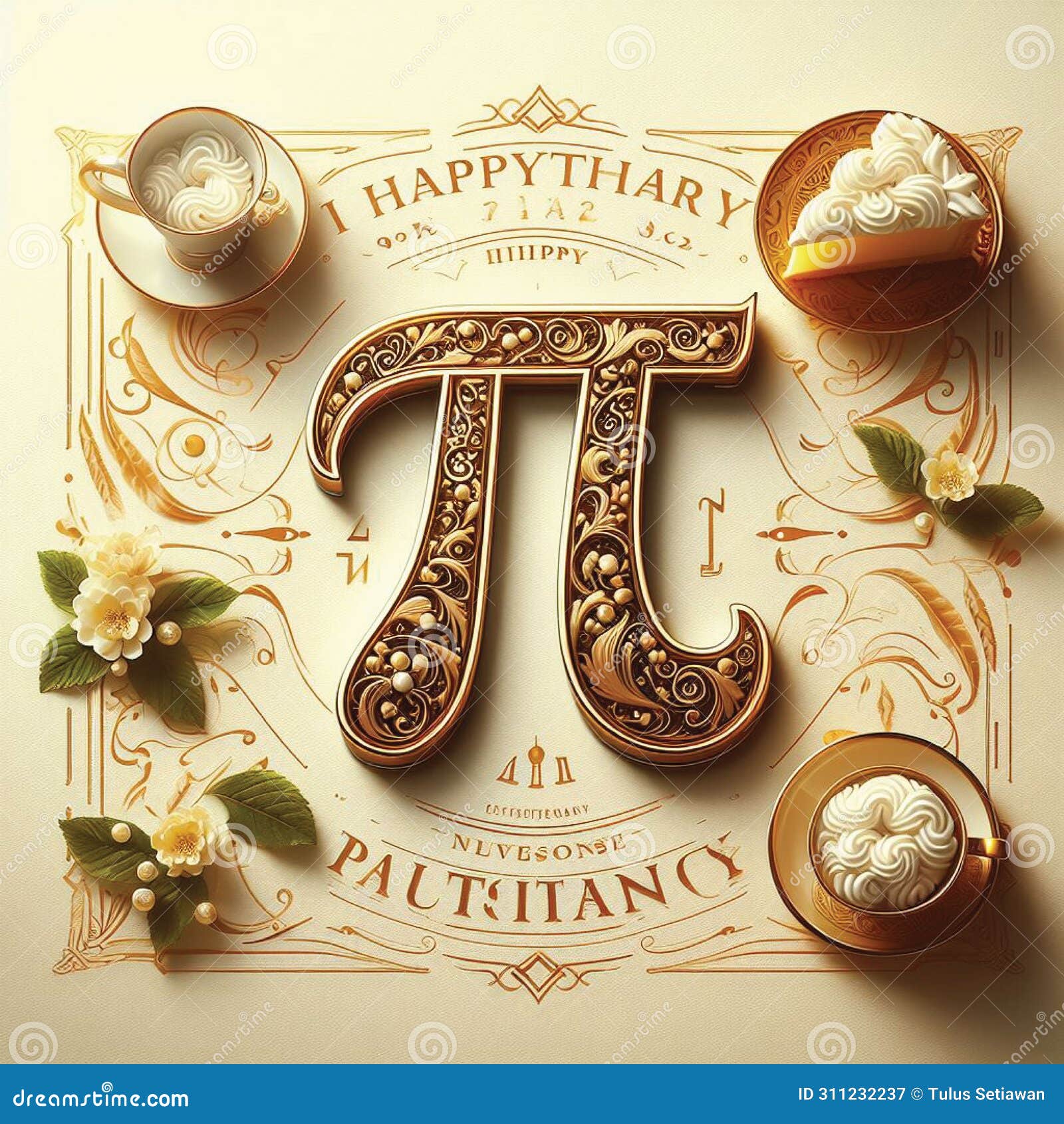 Elegant Pi Day Greeting Card with Pi Symbol Stock Illustration ...