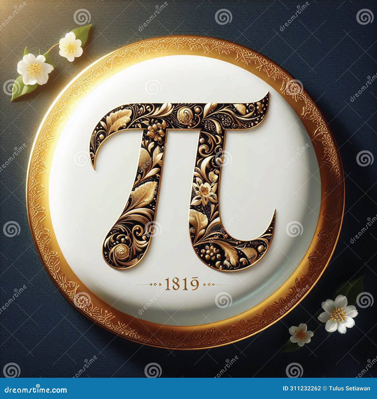Elegant Pi Day Greeting Card with Pi Symbol Stock Illustration ...