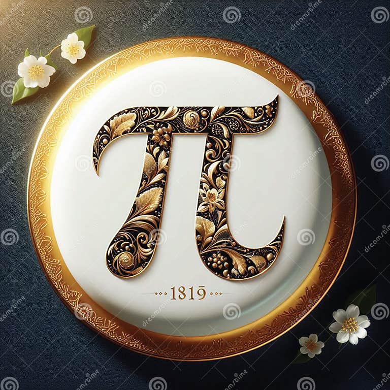 Elegant Pi Day Greeting Card with Pi Symbol Stock Illustration ...