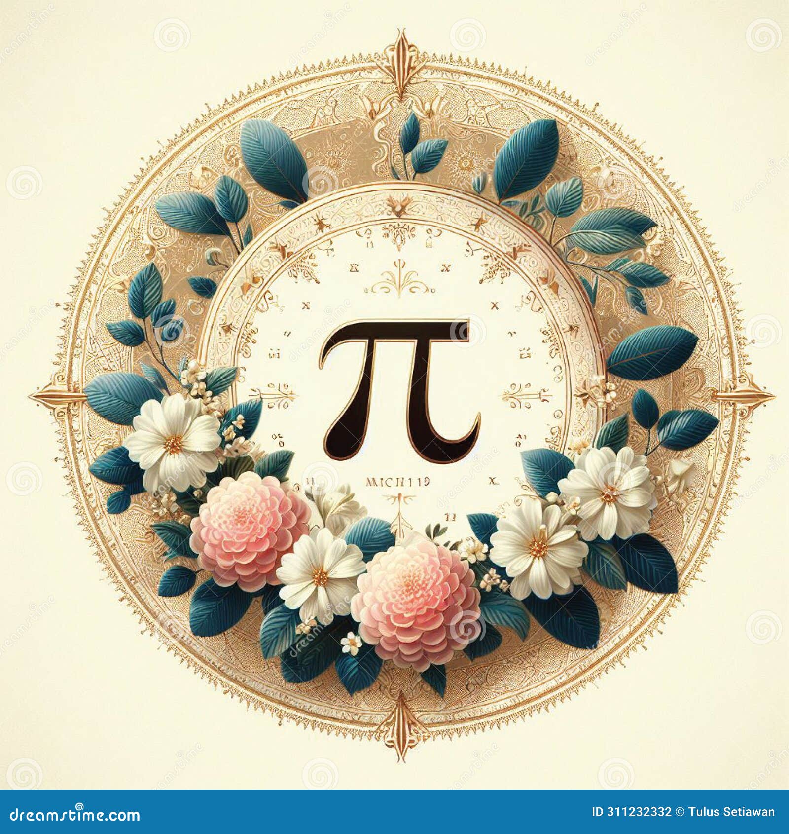 Elegant Pi Day Greeting Card with Pi Symbol Stock Illustration ...