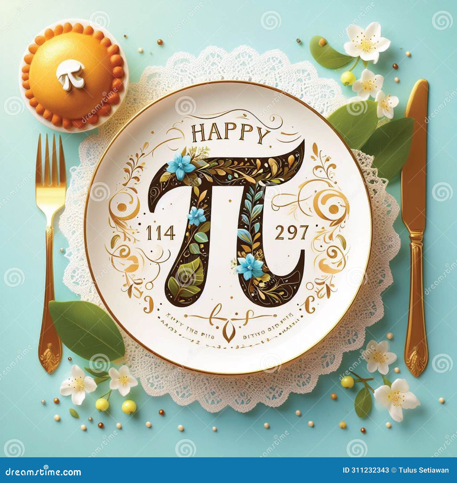 Elegant Pi Day Greeting Card with Pi Symbol Stock Illustration ...