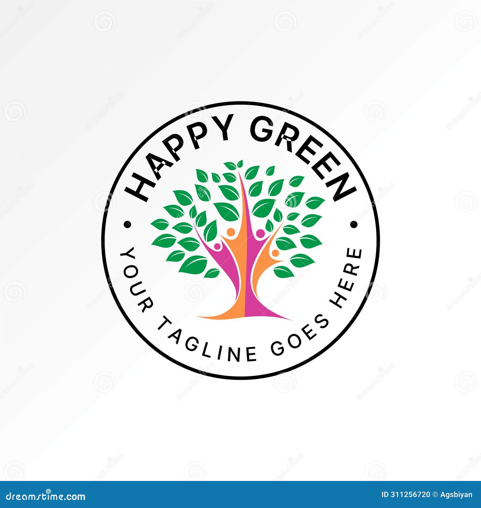 Abstract Unique Tree with 4 People Active Happy. Related To Health Care ...