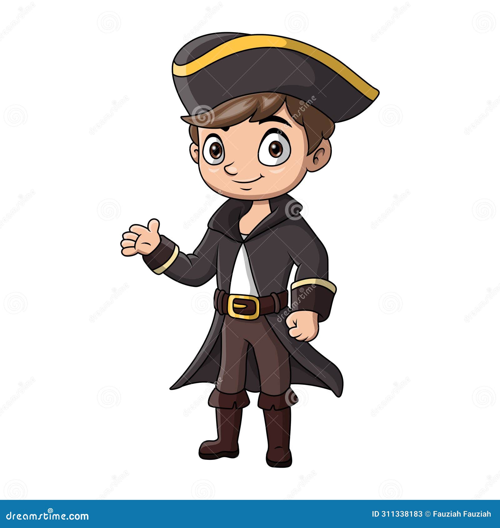 Cute Boy Wearing Costume Captain Stock Vector - Illustration of ...