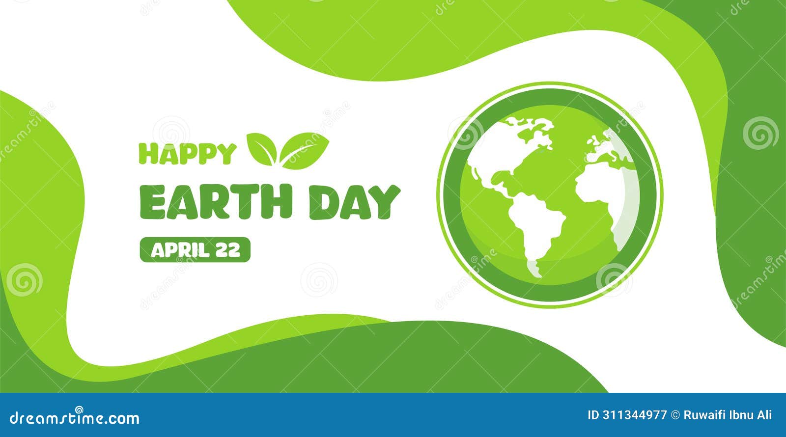 Earth Day Design Template. Abstract Green Background with Wavy Organic ...