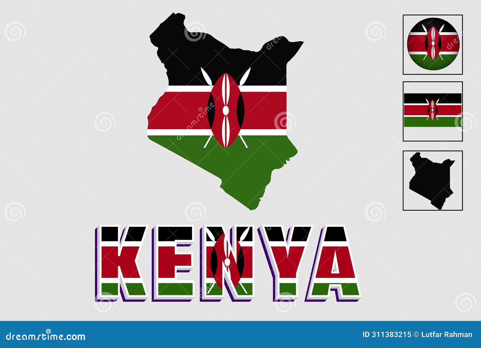 Kenya Flag and Map in a Vector Graphic Stock Vector - Illustration of ...