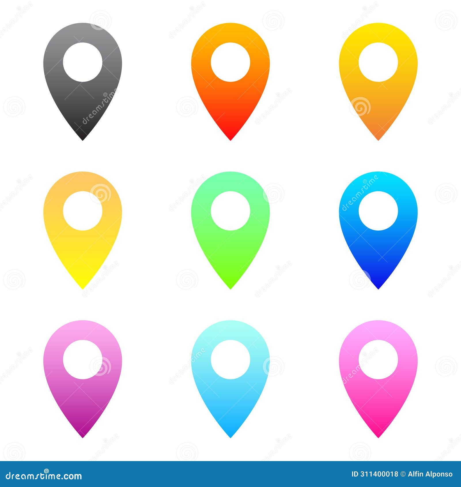 Location Pin Icon with Multiple Gradient Set Stock Vector ...