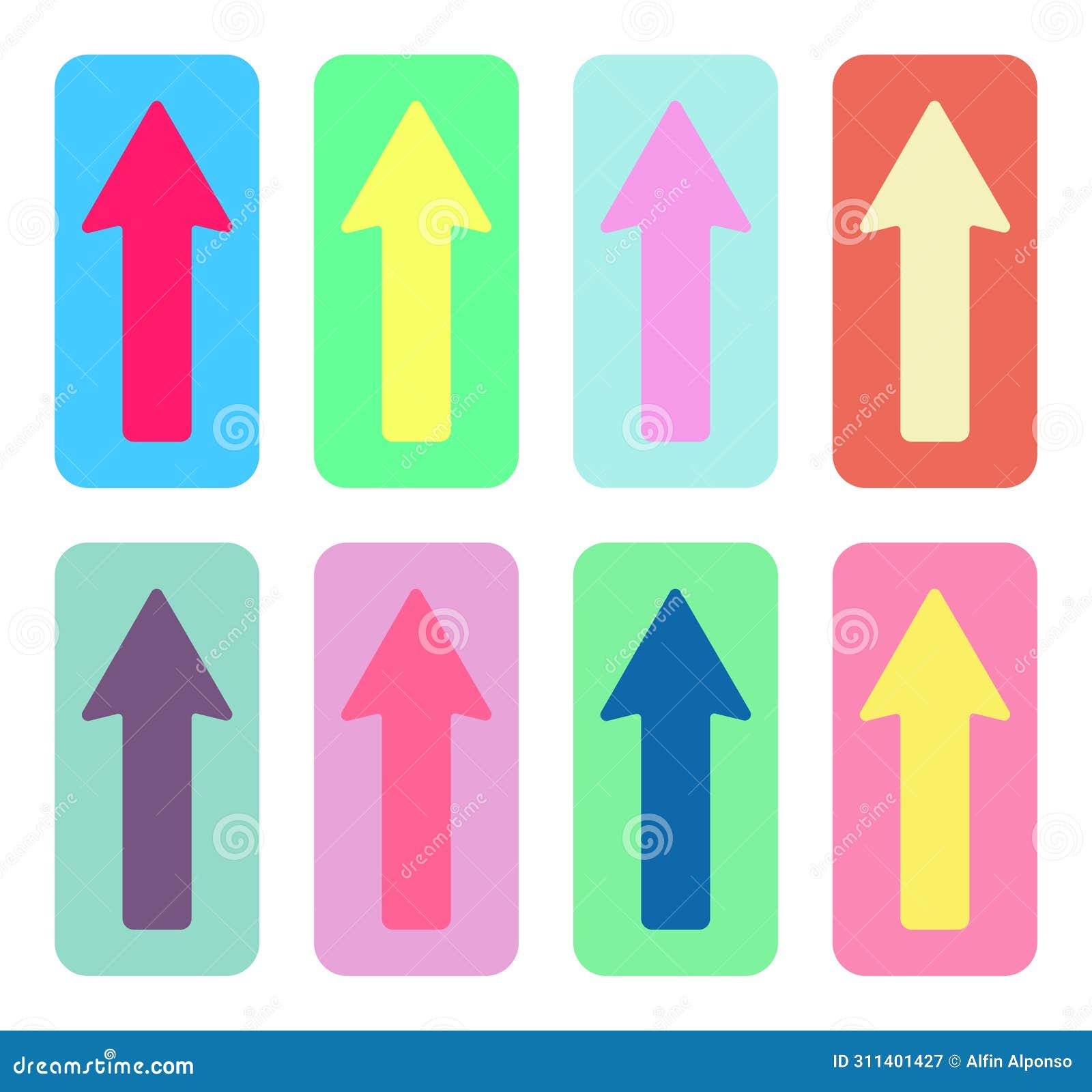 Set of Forward Arrows Flat Design in Multiple Colors Stock Vector ...