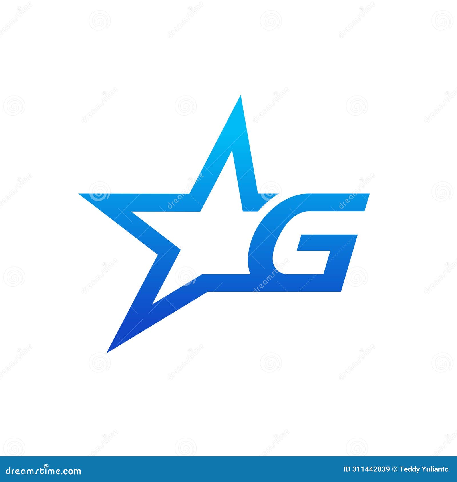 Stylist Illustration Initial G Blue Star Logo Stock Vector ...