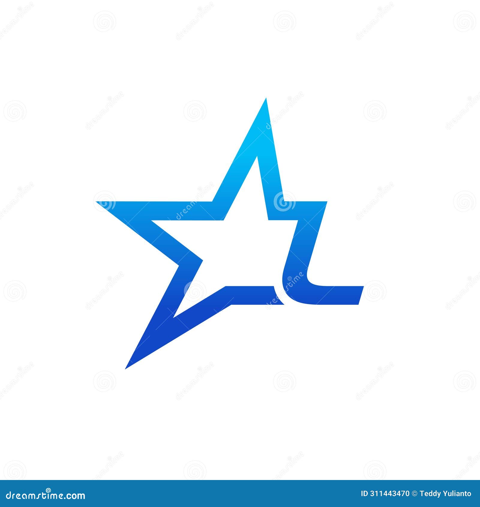 Stylist Illustration Initial L Blue Star Logo Stock Vector ...