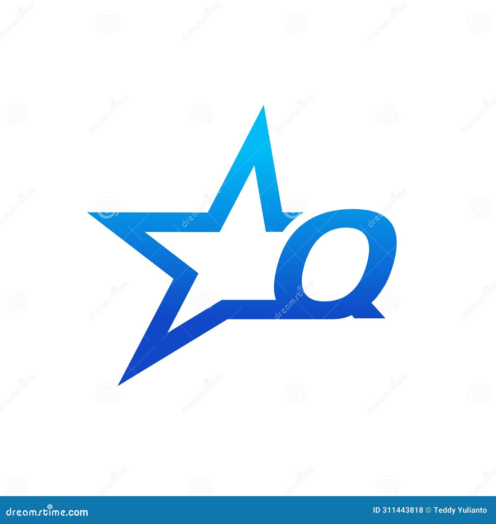 Stylist Illustration Initial Q Blue Star Logo Stock Vector ...
