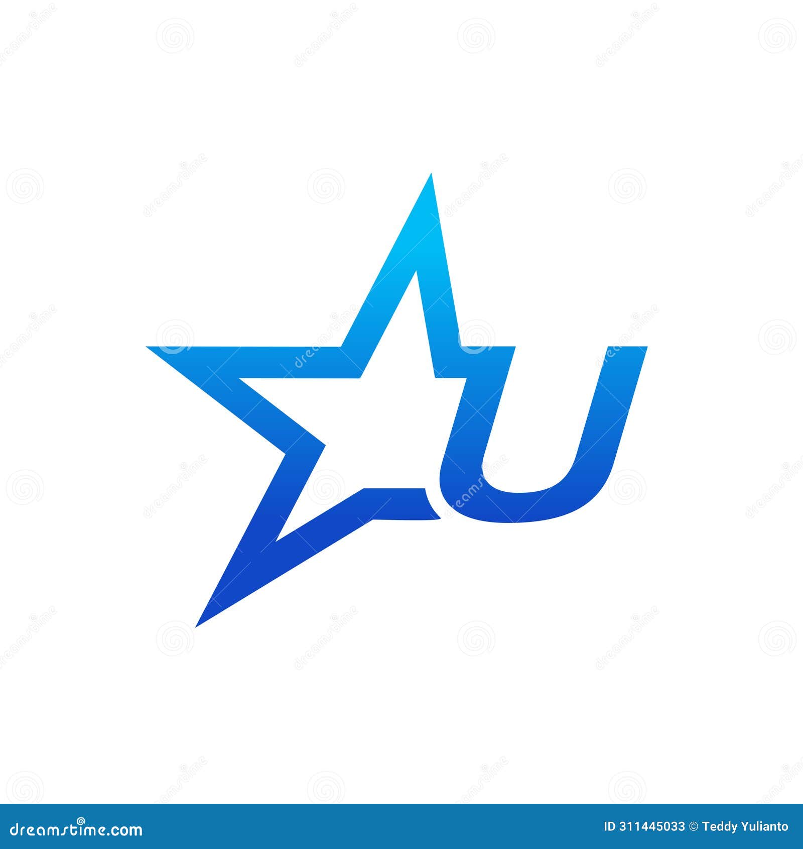 Stylist Illustration Initial U Blue Star Logo Stock Vector ...