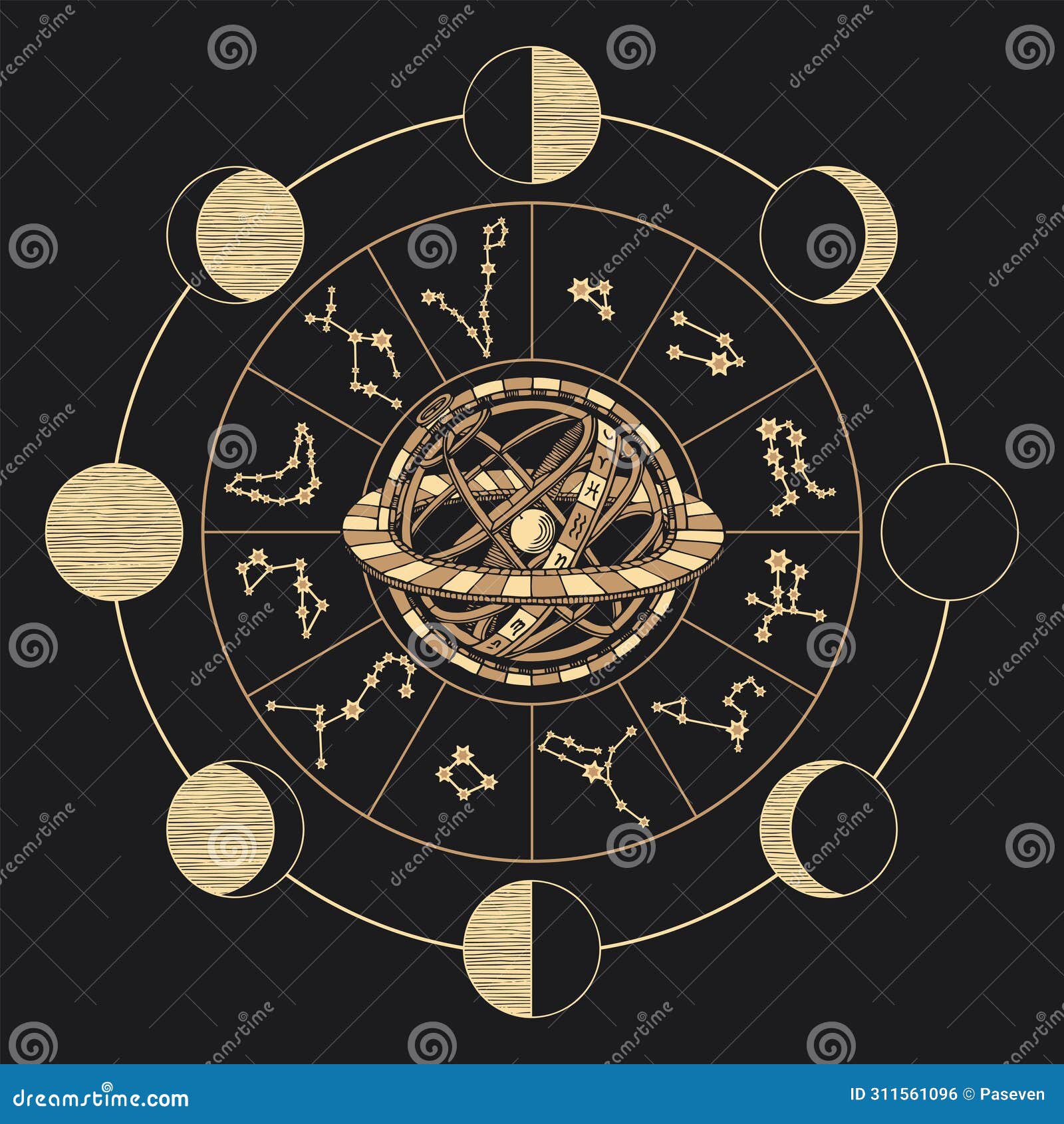 Illustration Of The Ptolemaic Geocentric System Featuring Intricate ...