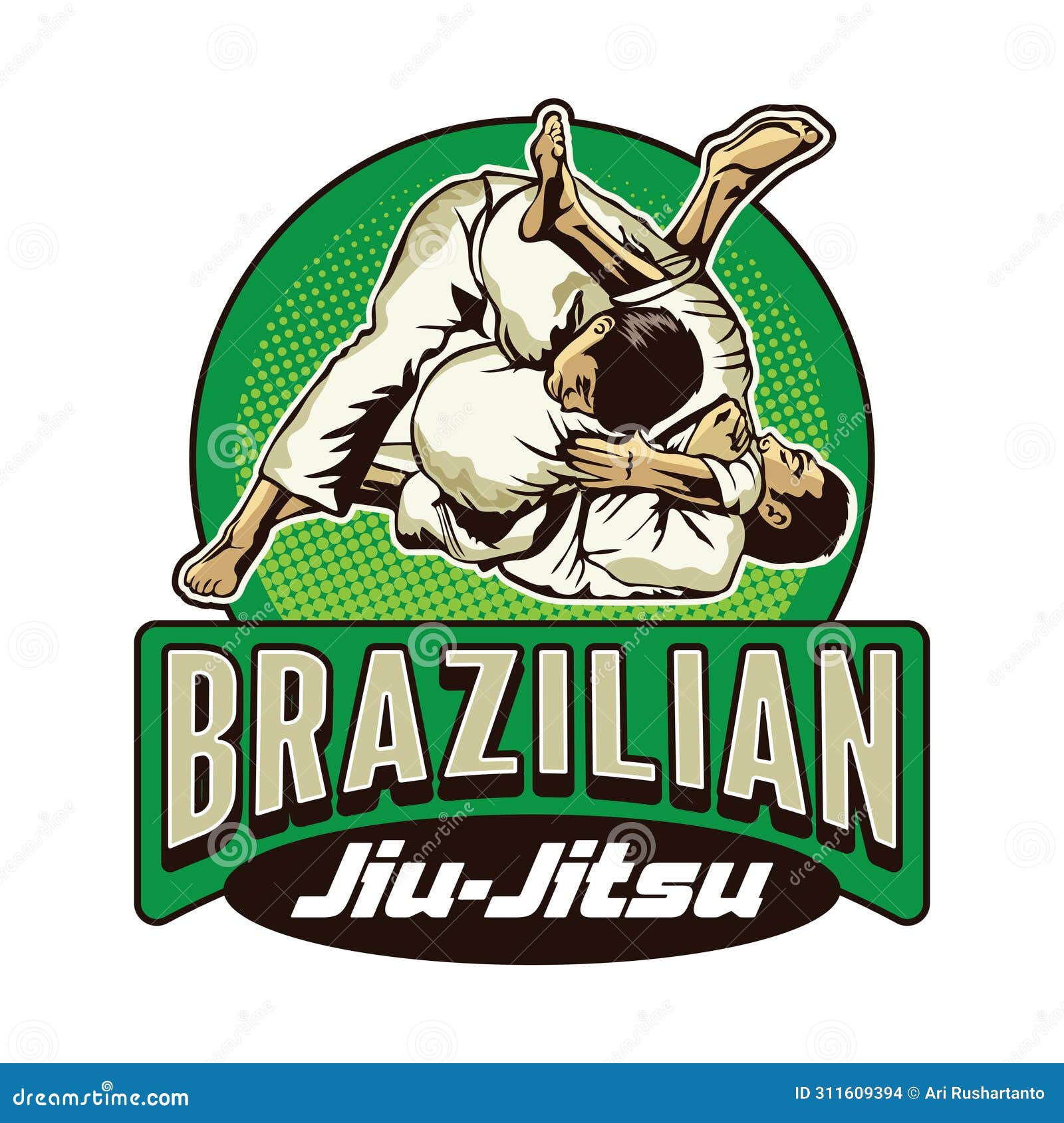 Jiu-jitsu Martial Art Vector Illustration Stock Vector - Illustration ...