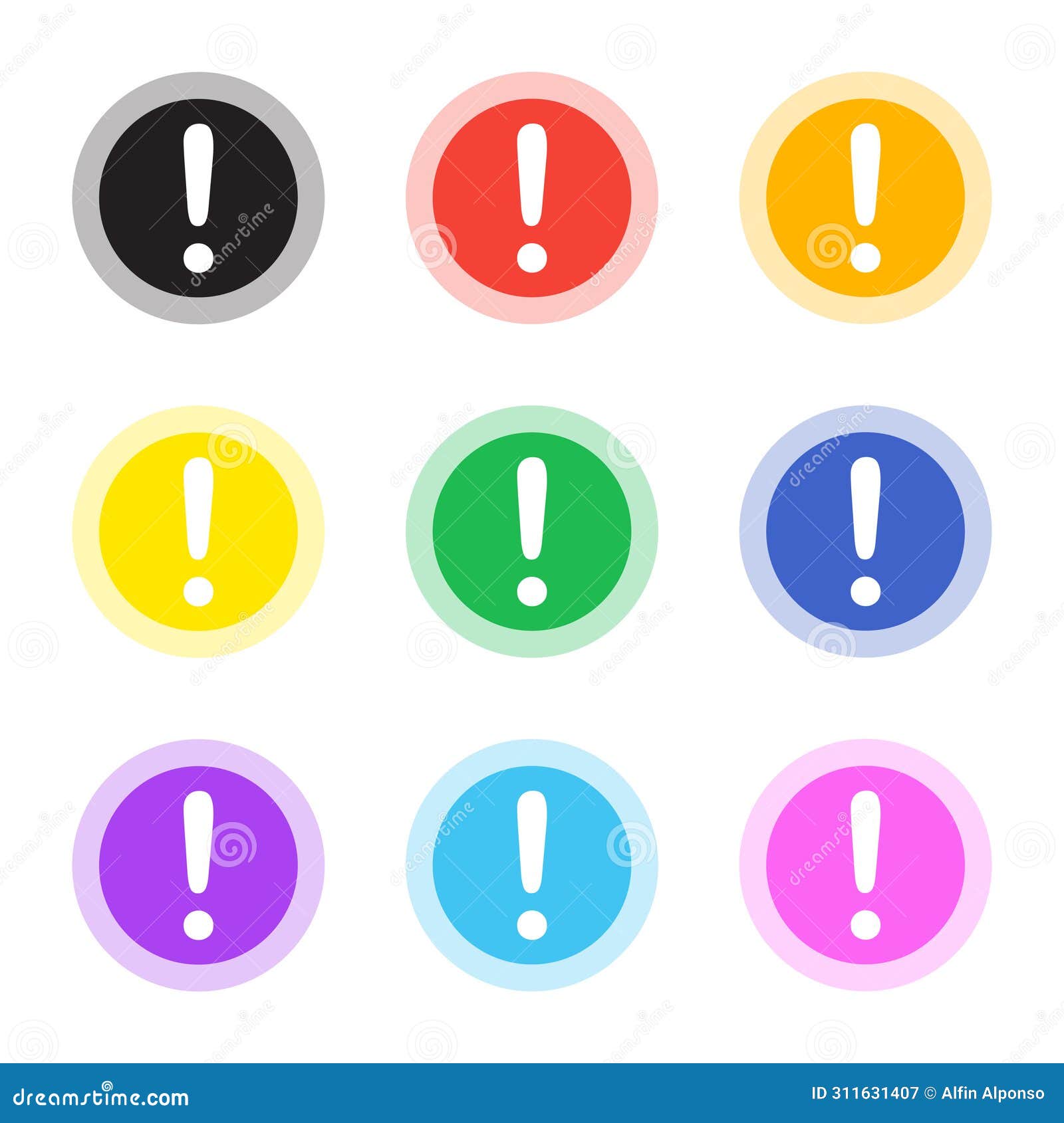Vector Colorful Exclamation Mark in Circle Icons Stock Illustration ...