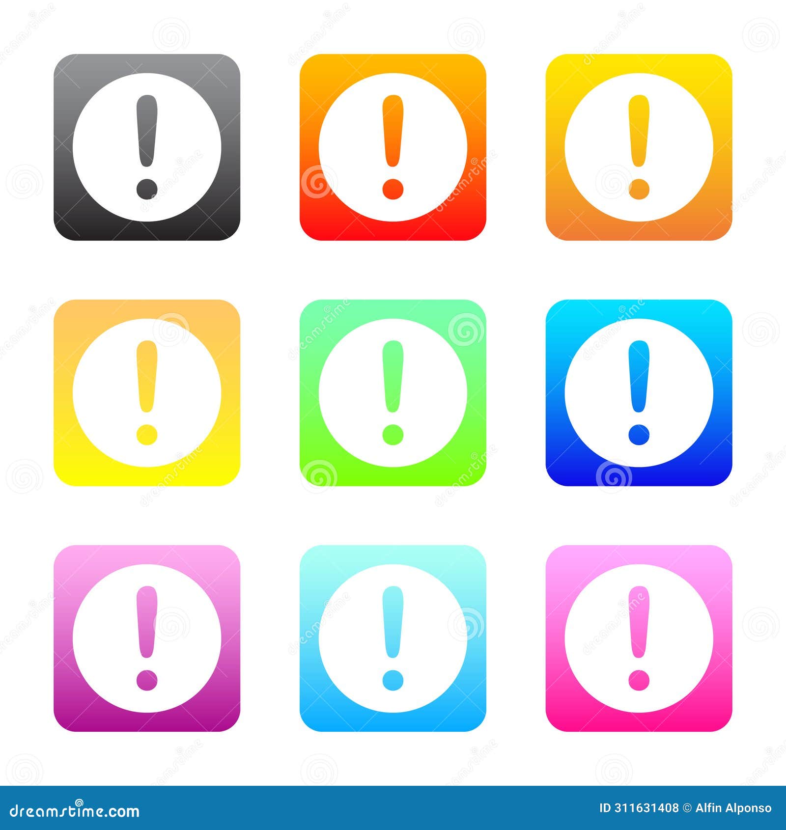 Vector Colorful Exclamation Mark Icons Stock Vector - Illustration of ...