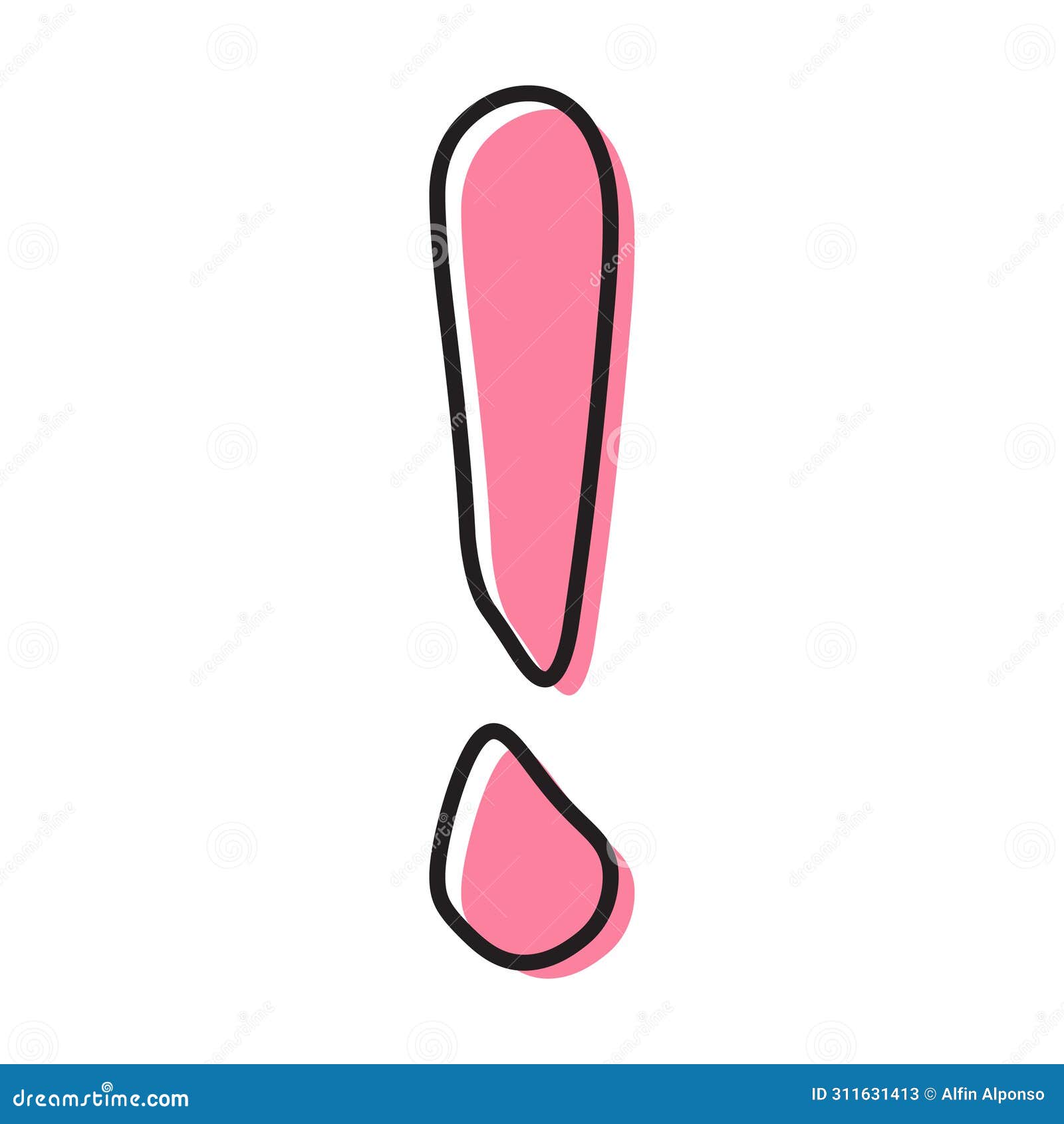Pink Exclamation Mark with Outline Icon Stock Vector - Illustration of ...