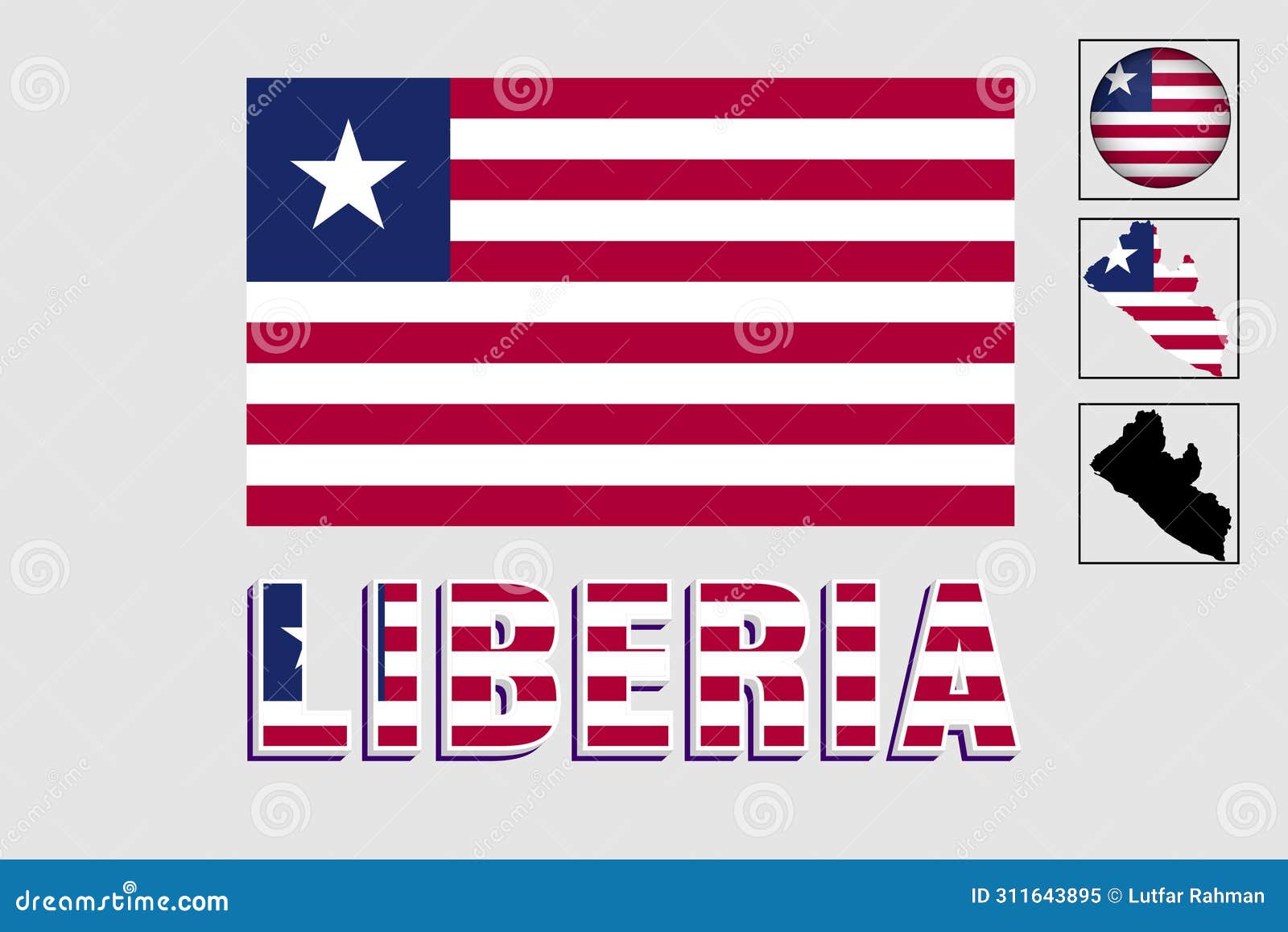 Liberia Flag and Map in a Vector Graphic Stock Vector - Illustration of ...