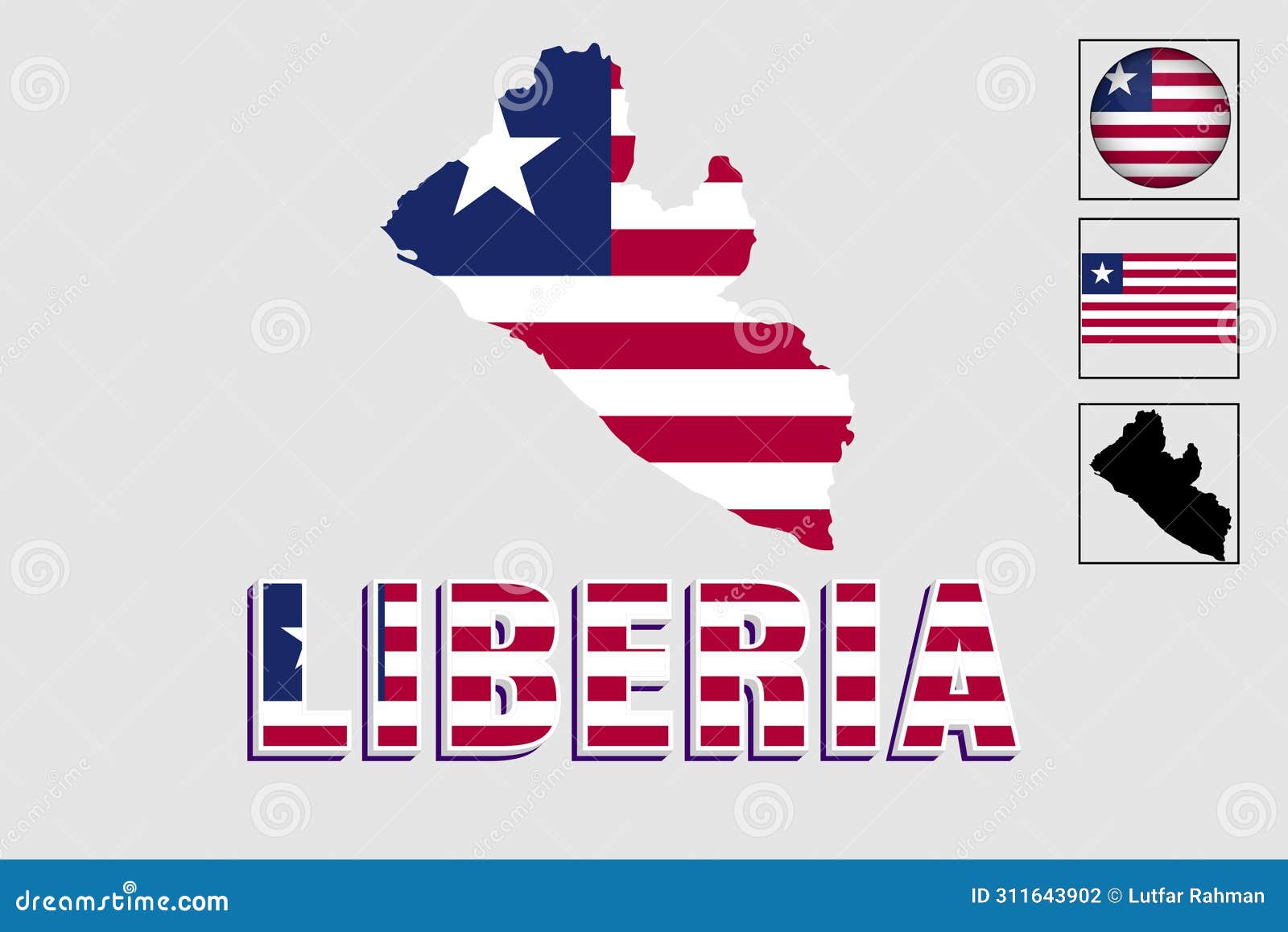 Liberia Flag and Map in a Vector Graphic Stock Vector - Illustration of ...