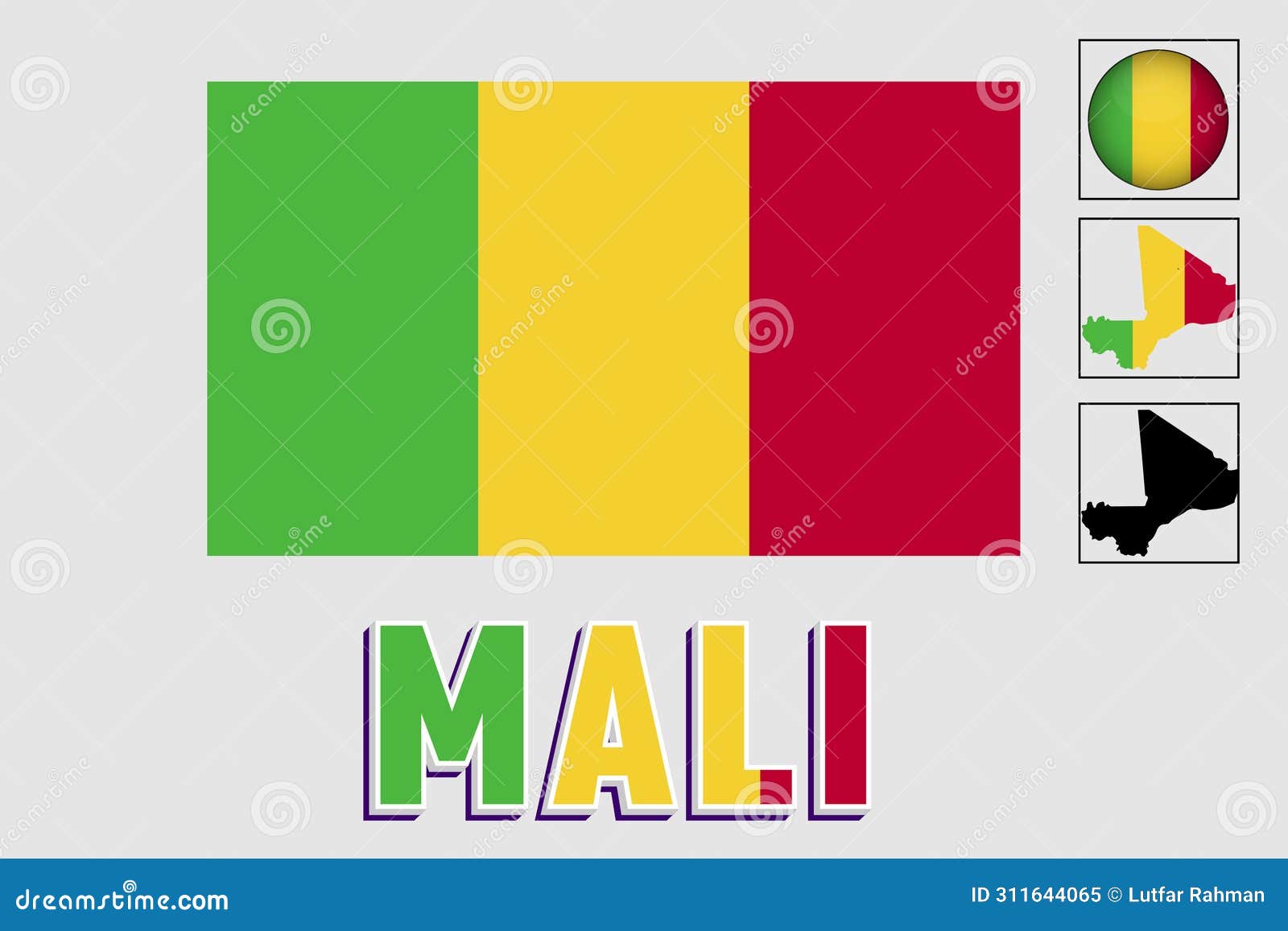 Mali Flag and Map in a Vector Graphic Stock Vector - Illustration of ...