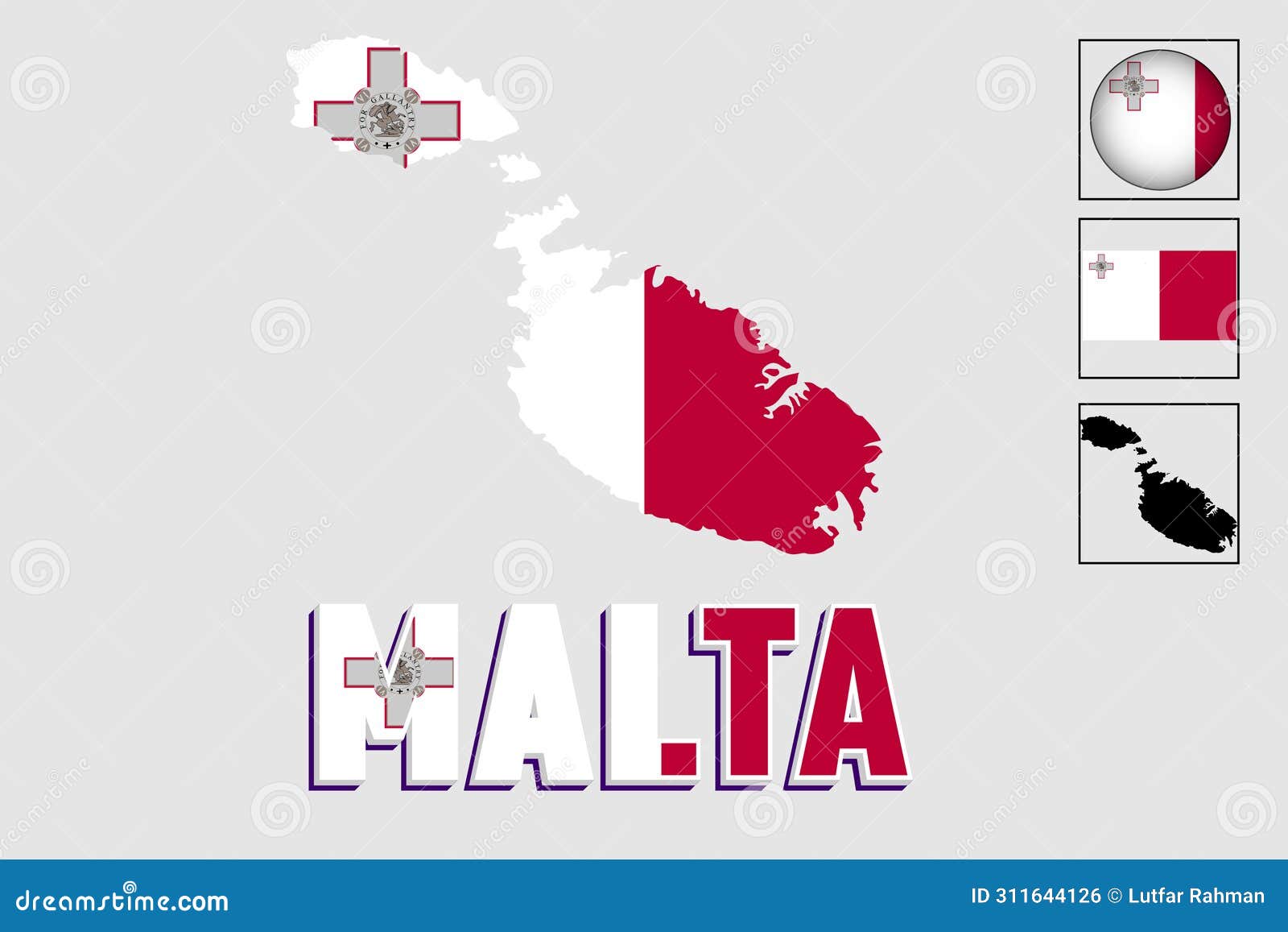 Malta Flag and Map in a Vector Graphic Stock Vector - Illustration of ...