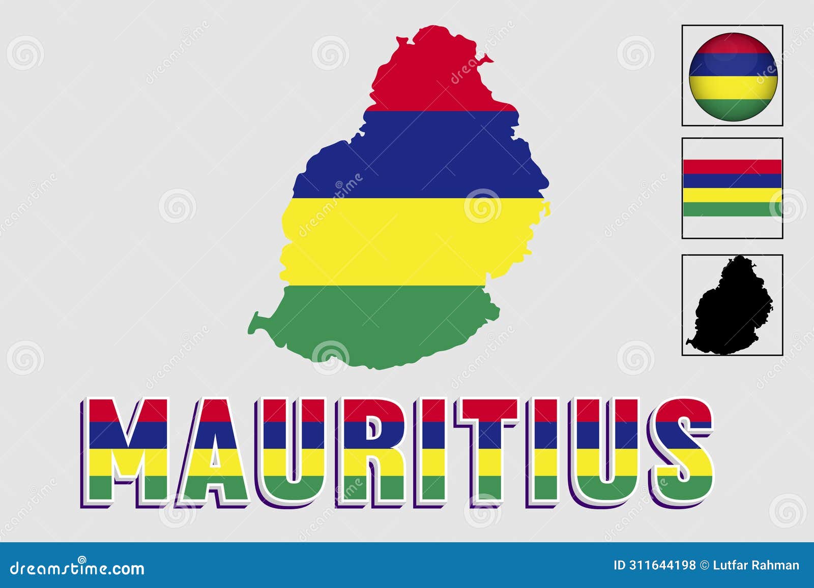 Mauritius Flag and Map in a Vector Graphic Stock Vector - Illustration ...