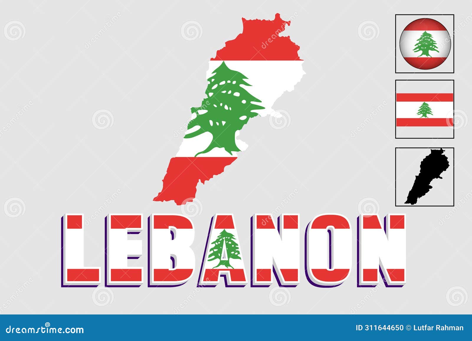 Lebanon Flag and Map in a Vector Graphic Stock Vector - Illustration of ...