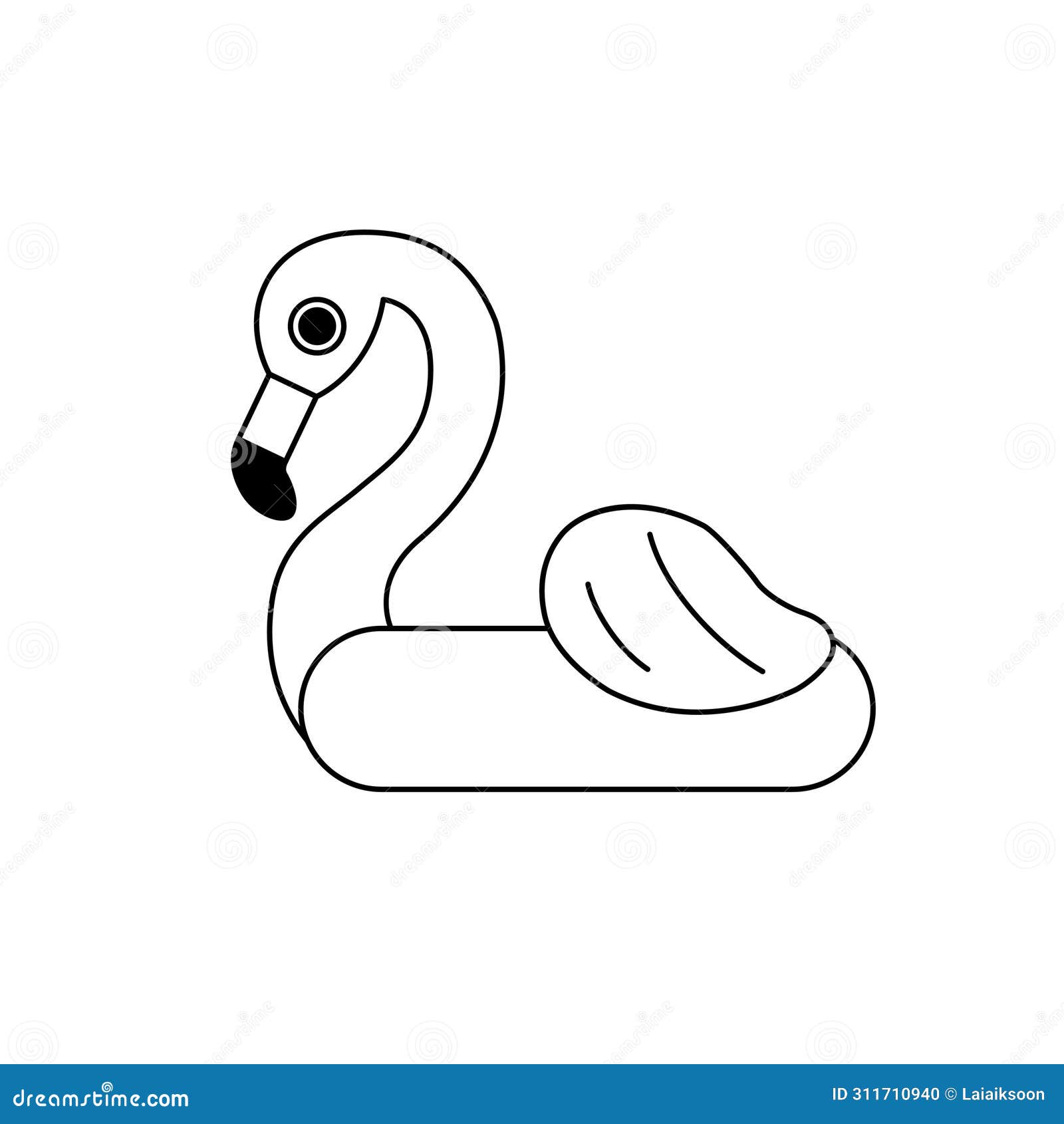 Inflatable Flamingo Line Icon Isolated on White Background. Stock ...