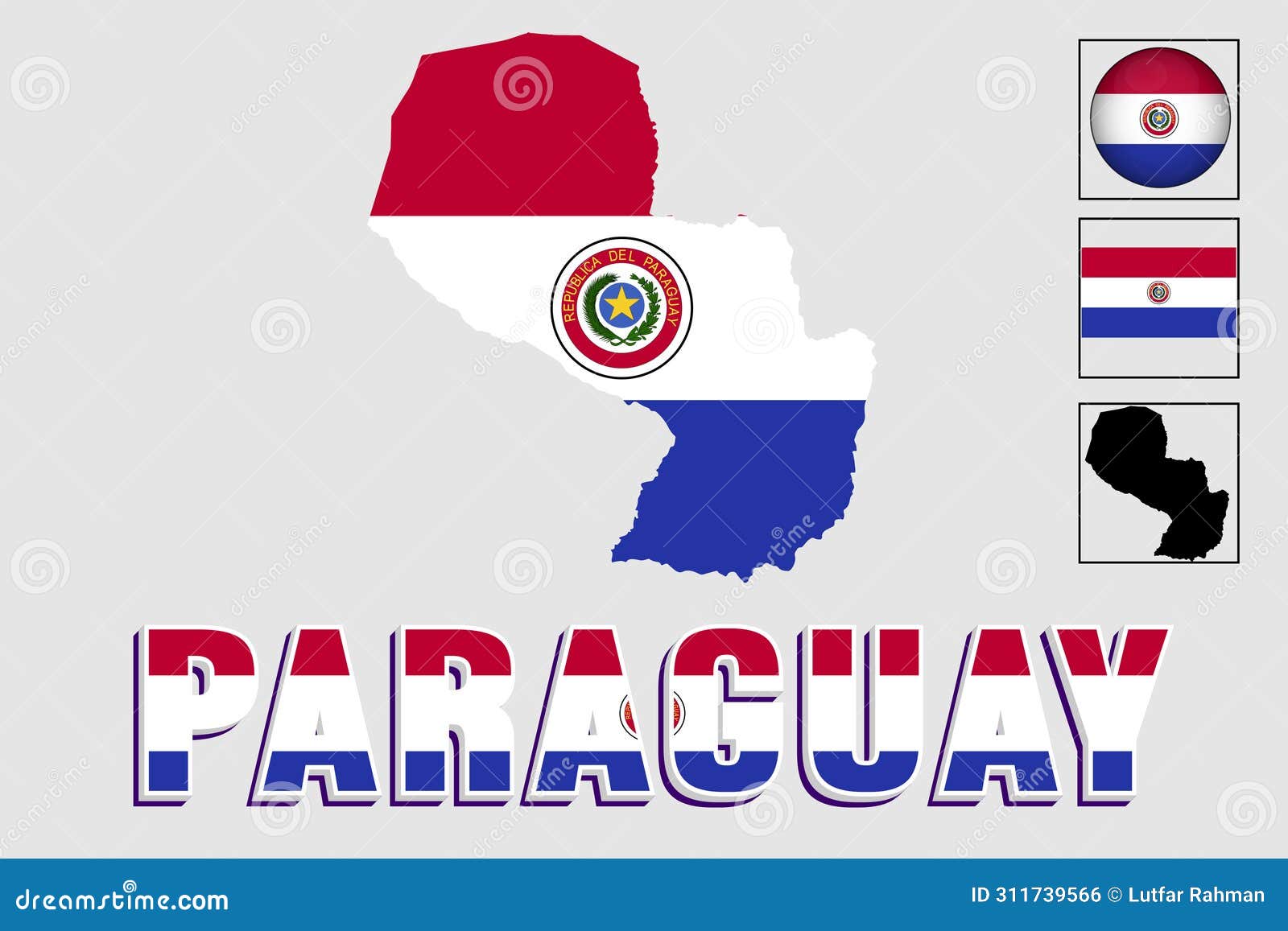 Paraguay Flag and Map in a Vector Graphic Stock Vector - Illustration ...