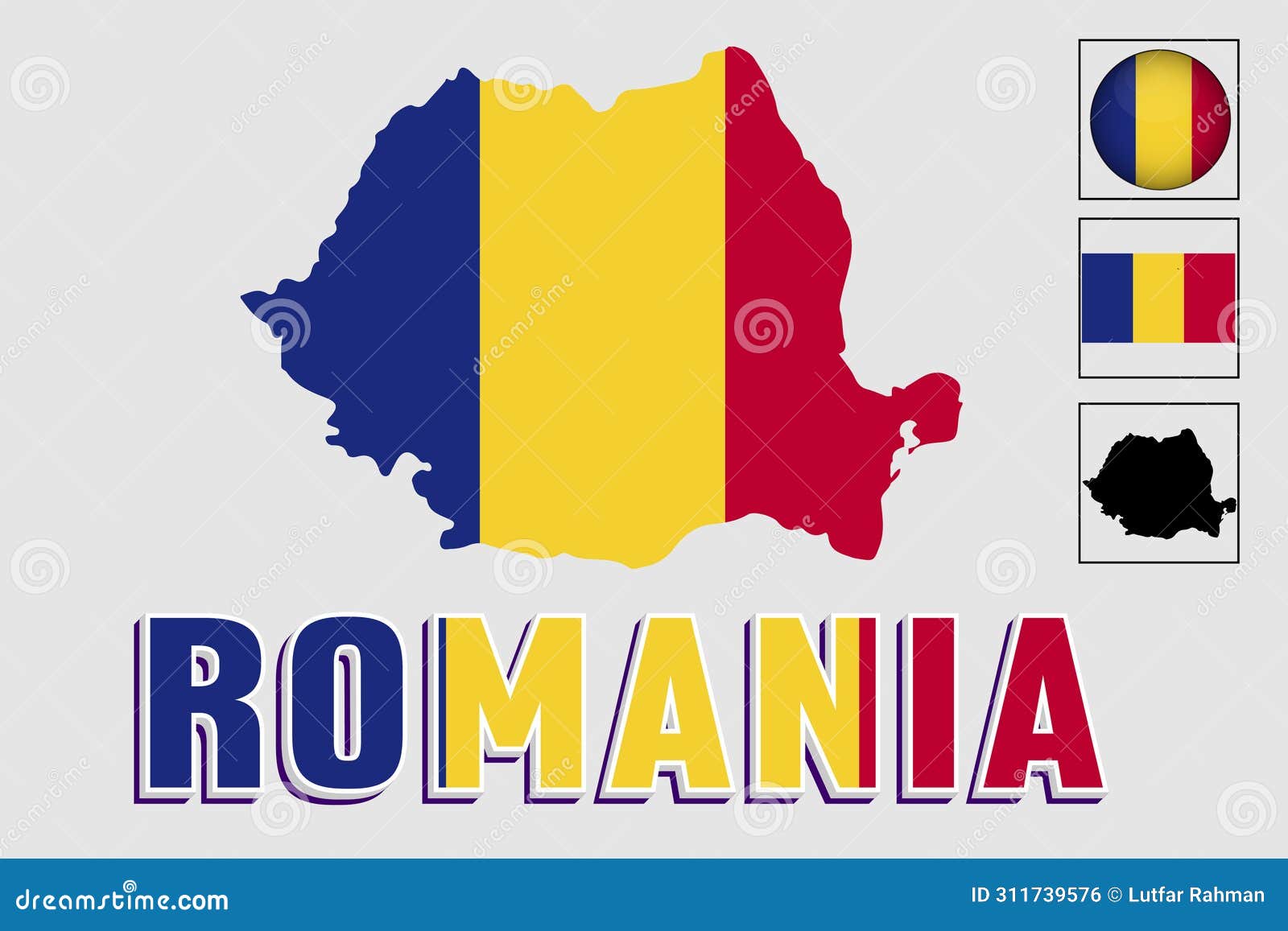 Romania Flag and Map in a Vector Graphic Stock Vector - Illustration of ...