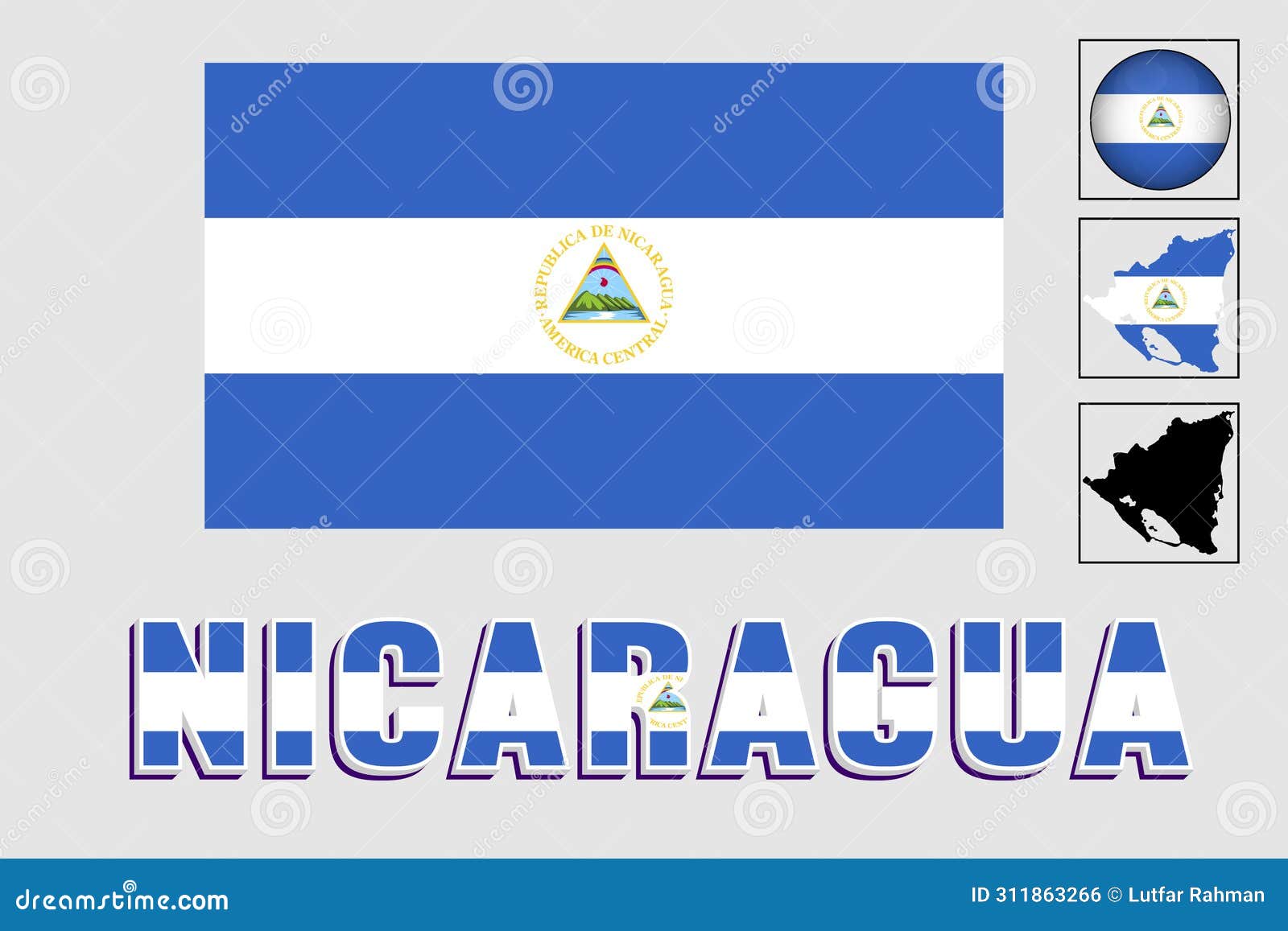 Nicaragua Flag and Map in a Vector Graphic Stock Vector - Illustration ...