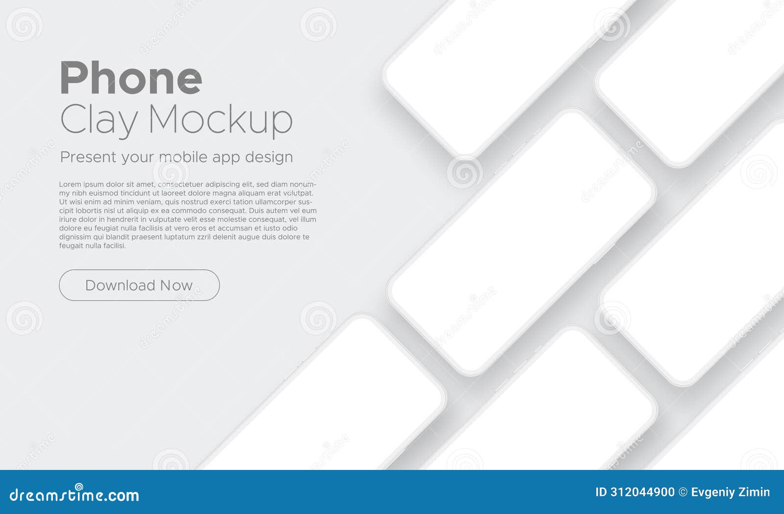 Clay Smartphone Mockup With Blank App Screens, Side Perspective View ...