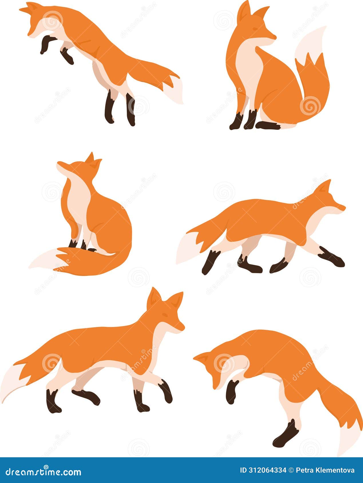 Fox movements vector stock vector. Illustration of silhouettes - 312064334