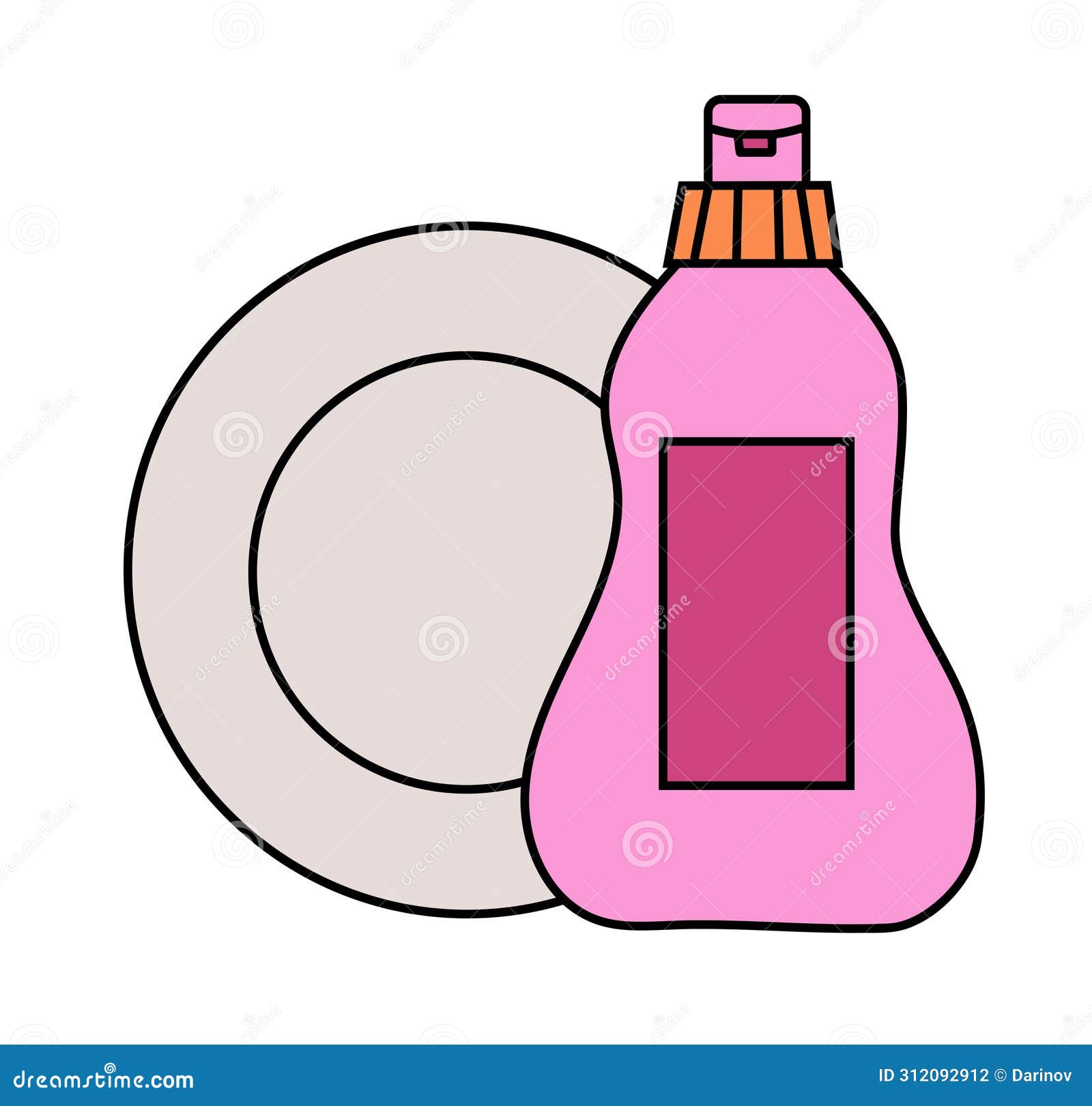 Dish Wash. Cleaning Tools Elements. Plate, Washing Up Liquid. Clean in ...