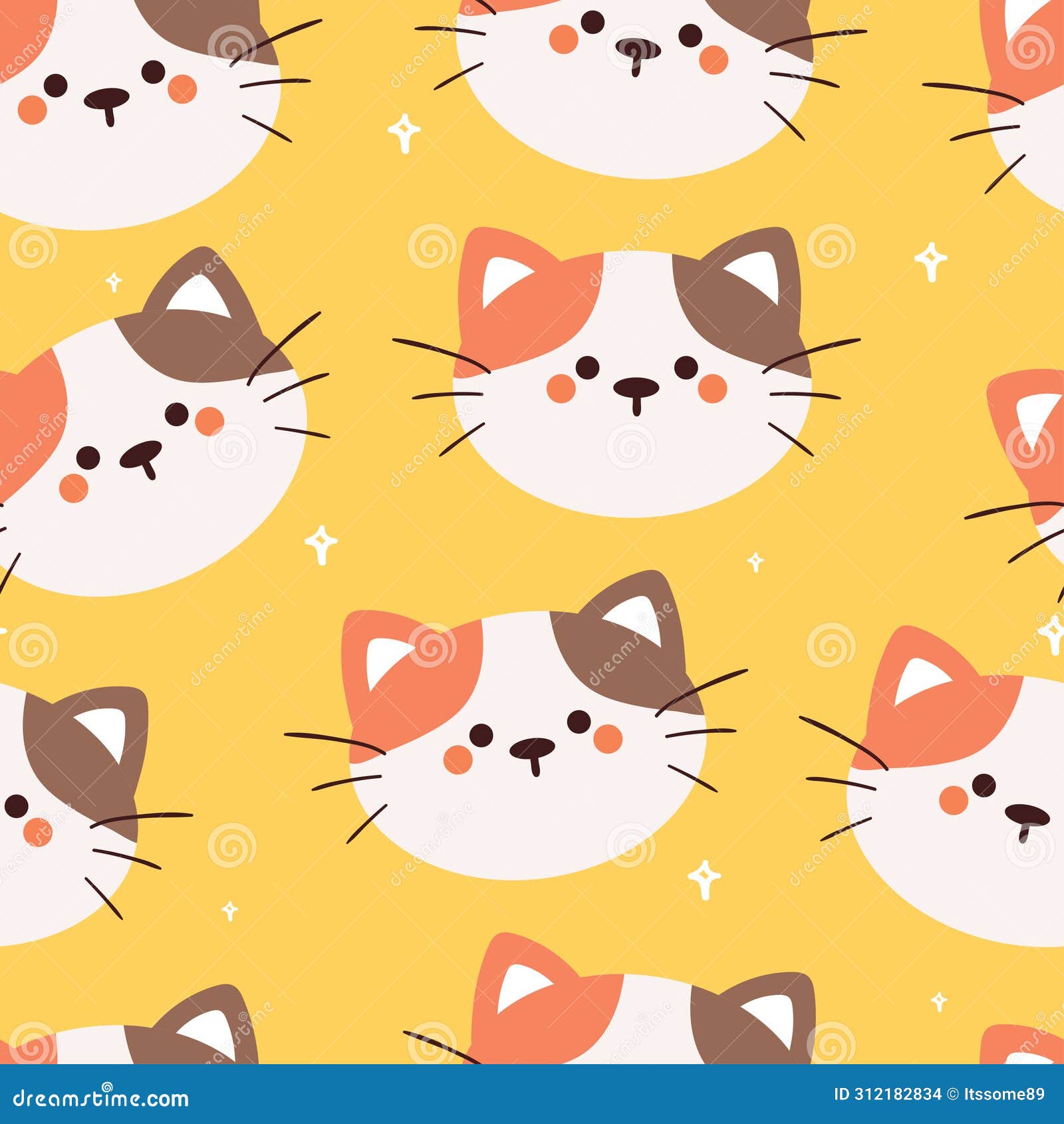 Seamless Pattern Cartoon Cats Stock Vector - Illustration of fabric ...
