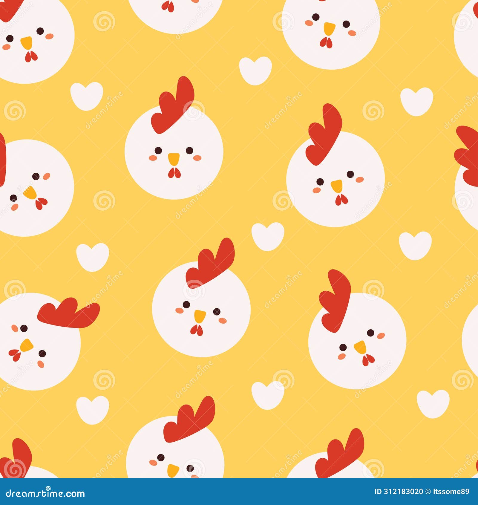 Seamless Pattern Cartoon Chicken Stock Vector - Illustration of cartoon ...