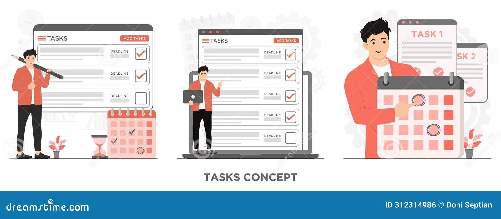 Flat Vector Tasks Planning Events, Deadlines and Agenda Concept ...