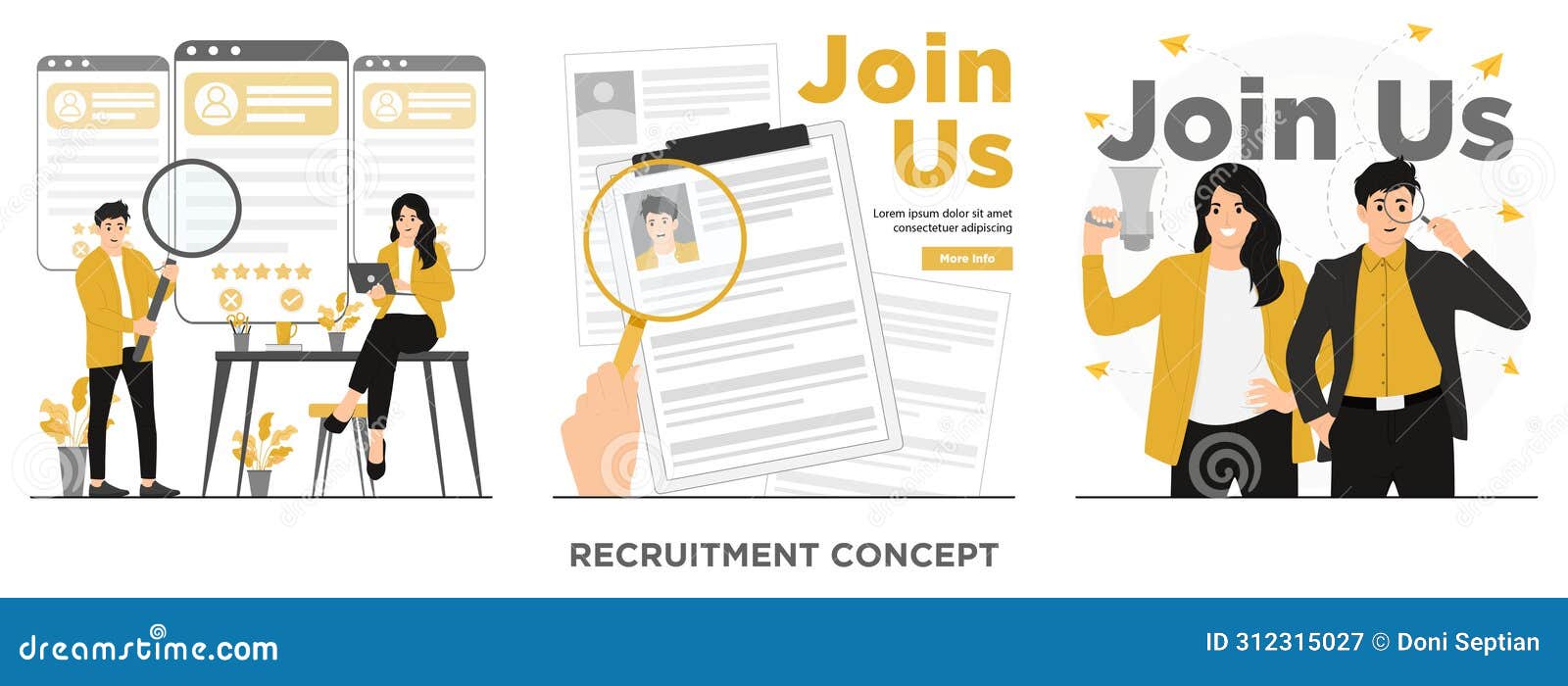 Flat Vector Job Hiring and Online Recruitment Concept Illustration ...