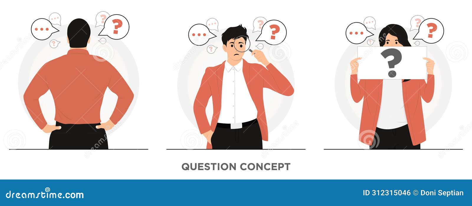 Flat Vector People Shrugging Doubt Asking Questions Flat Illustration ...